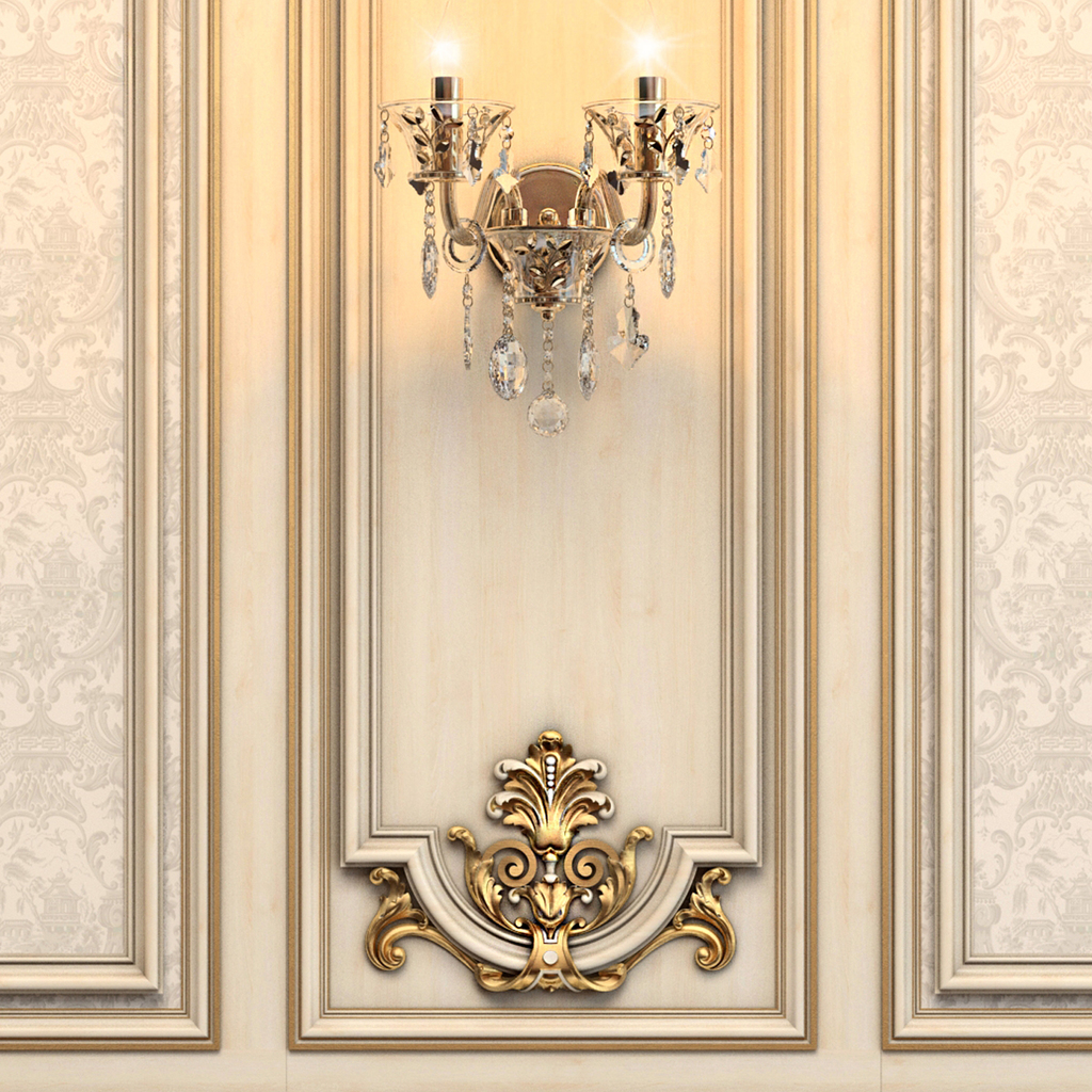 Ornate French Wall Panel with Wood Beading Trim and Flowers from Oak