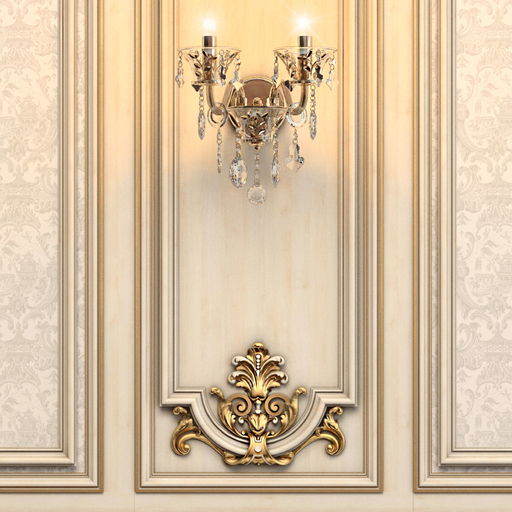 Ornate French Wall Panel with Wood Beading Trim and Flowers from Oak