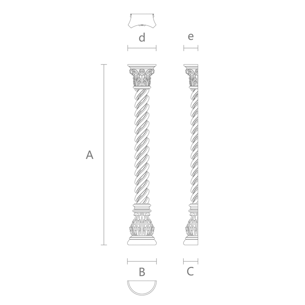 Acanthus half round column from wood, Right