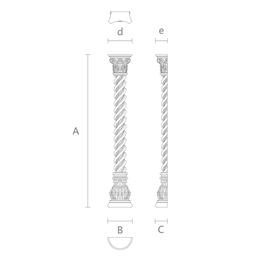 Acanthus half round column from wood, Right