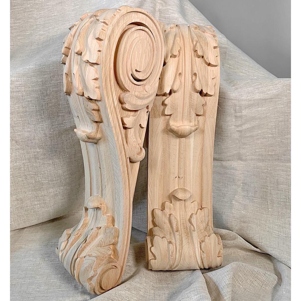 Hardwood large corbel with acanthus scroll Baroque style