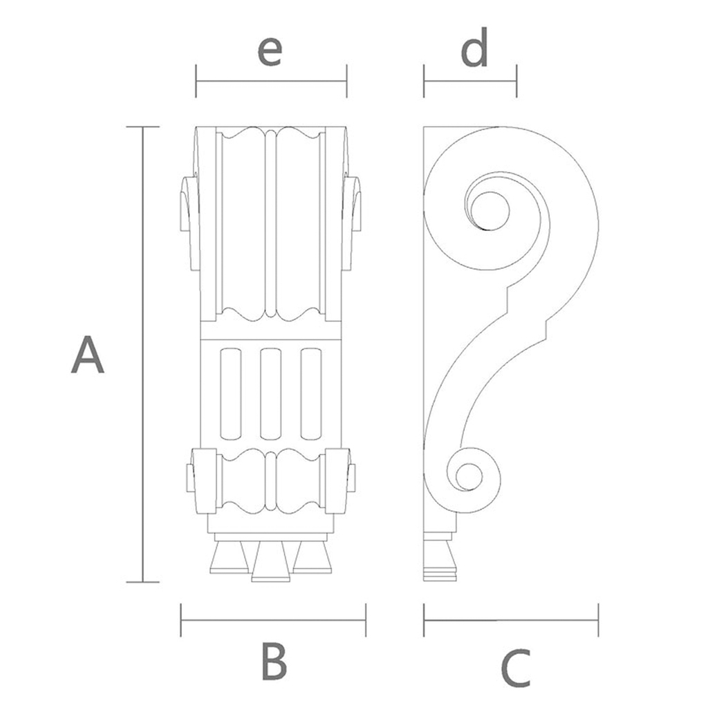 Polyurethane Corbel with Fluted Scroll & Volute Design - Classic ...