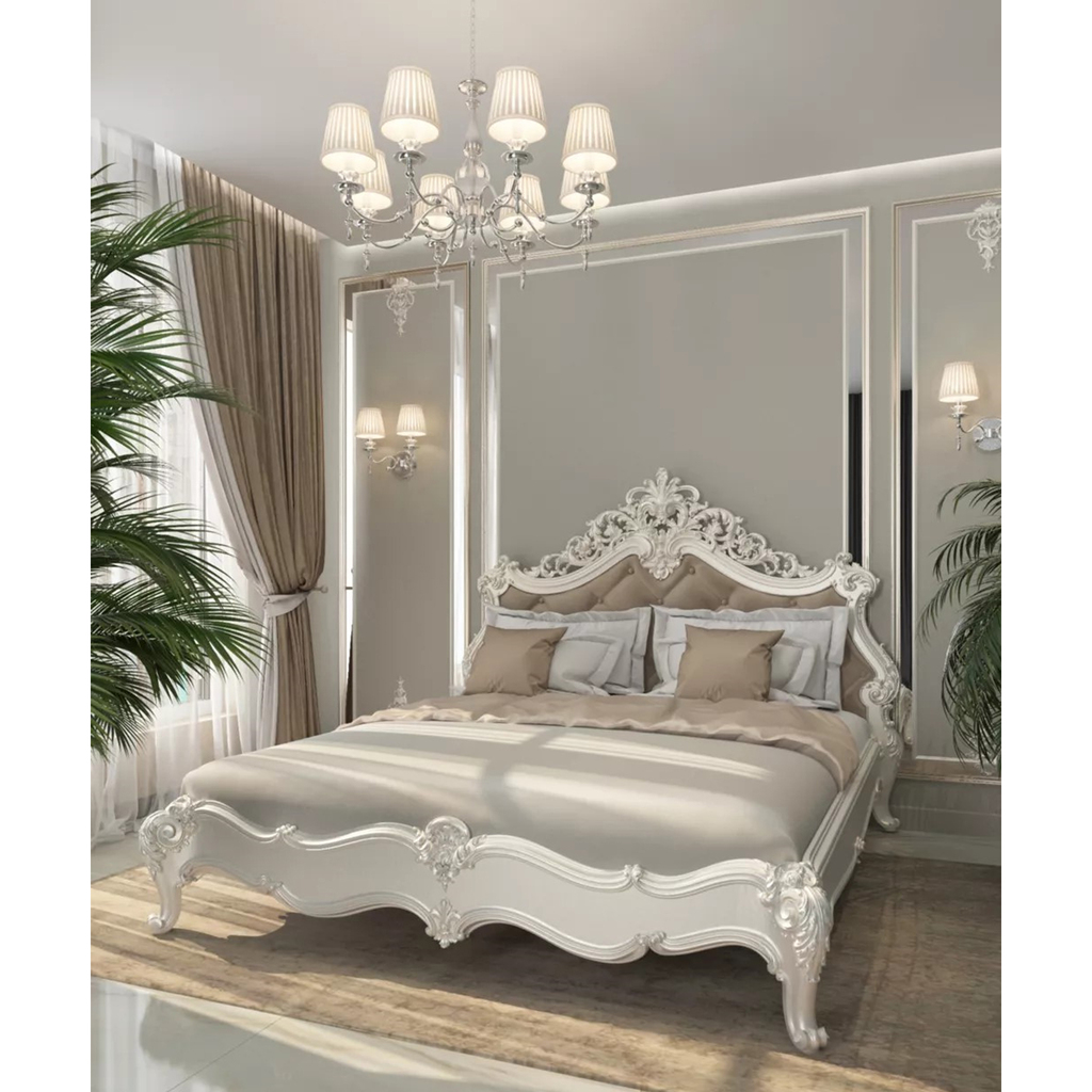 Baroque wooden footboard, Carved beds designs