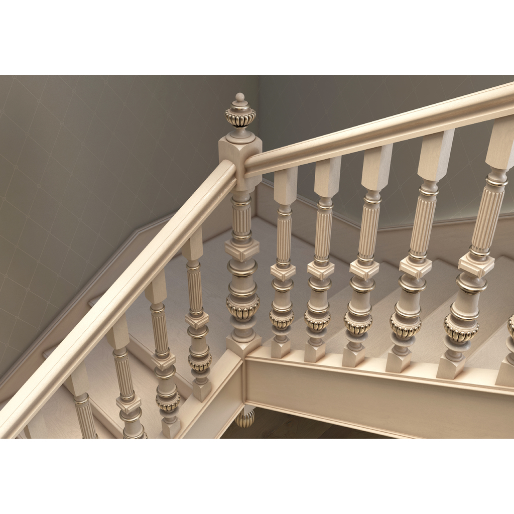 Antique fluted post, Large staircase post