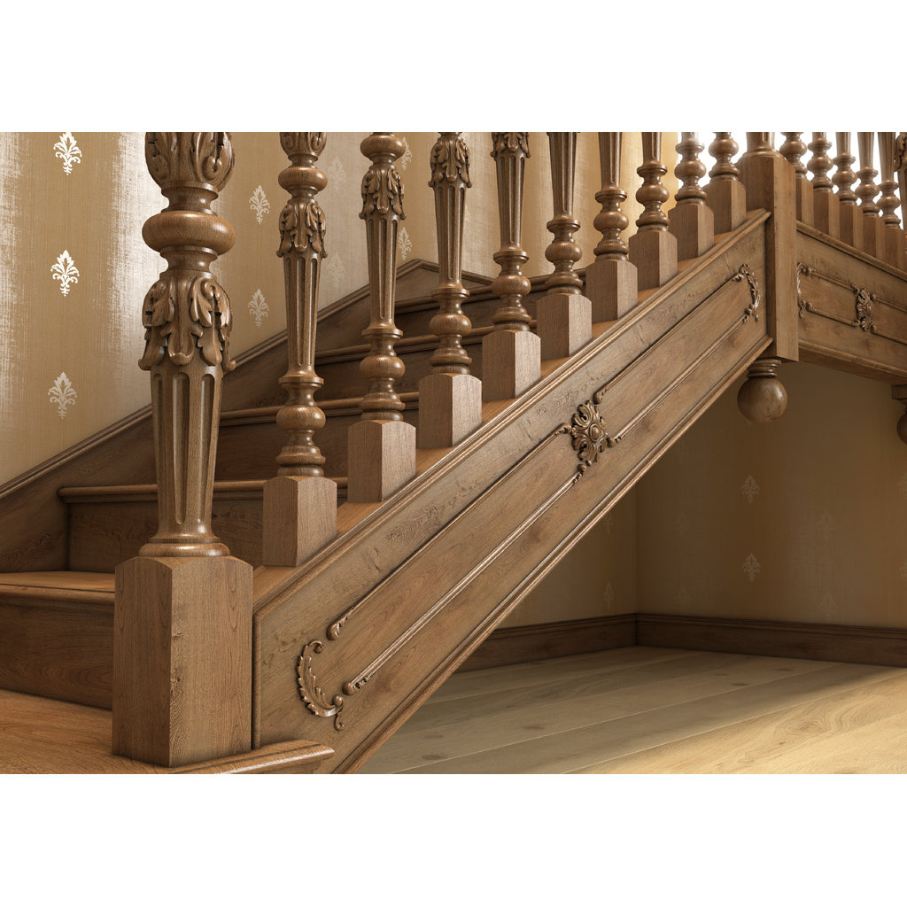 Antique stair post, Vintage oak staircase part