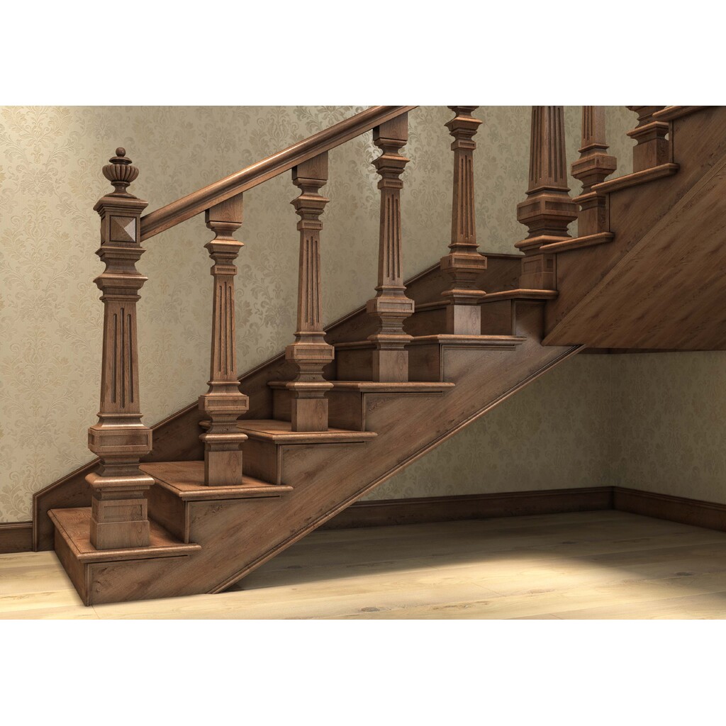 Large square newel post, Renaissance stair post