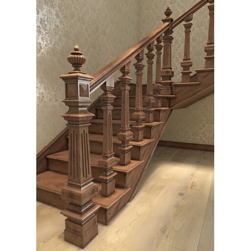 Large square newel post, Renaissance stair post
