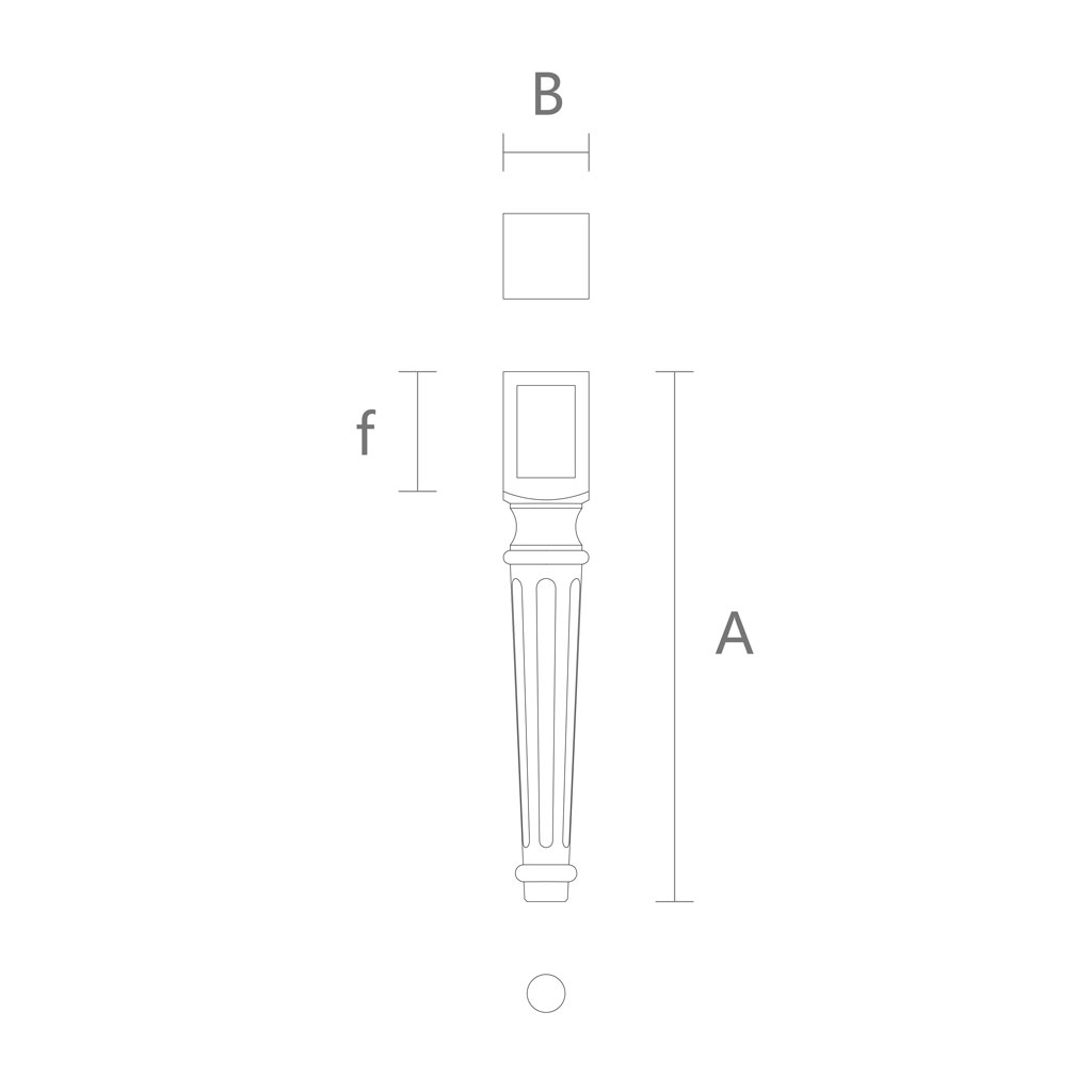 Oak tapered table legs fluted with carved squares contemporary