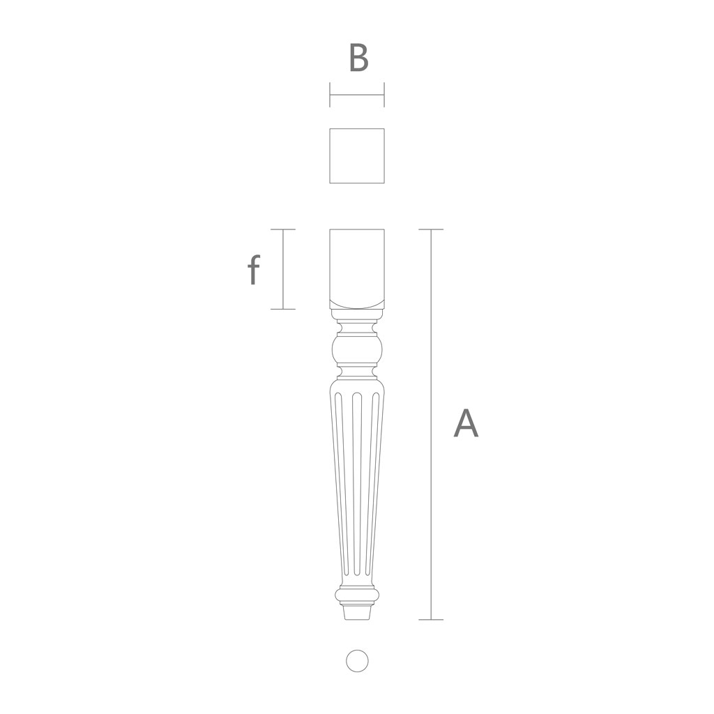 Hardwood tapered fluted table legs with square top antique style