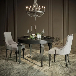Square top tapered table legs with carved elements and spade foot