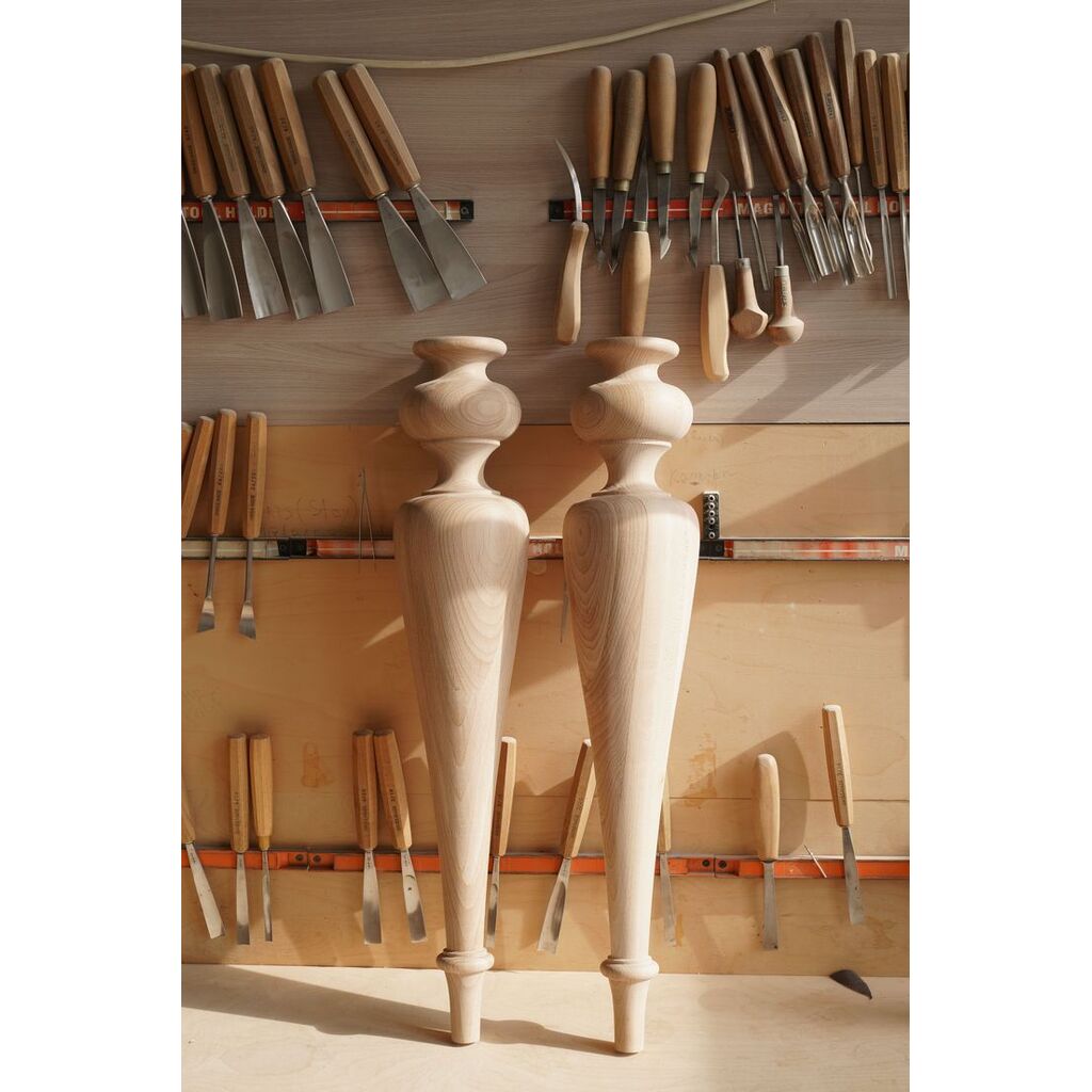 Tapered turned spindle table legs antique style from hardwood