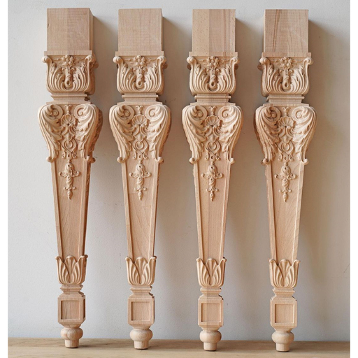 Carved tapered square table legs with acanthus leaf antique style