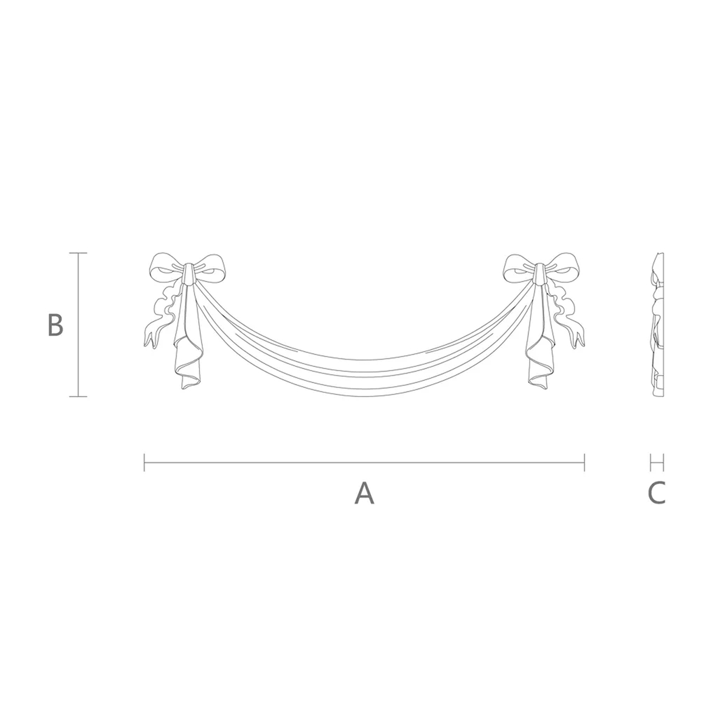 Carved oak swag applique, Ribbon bows applique