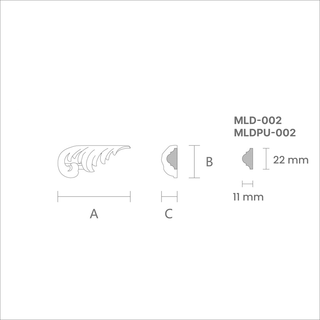 Acanthus Scroll Tip for Wall Panel Moulding from Solid Wood, left