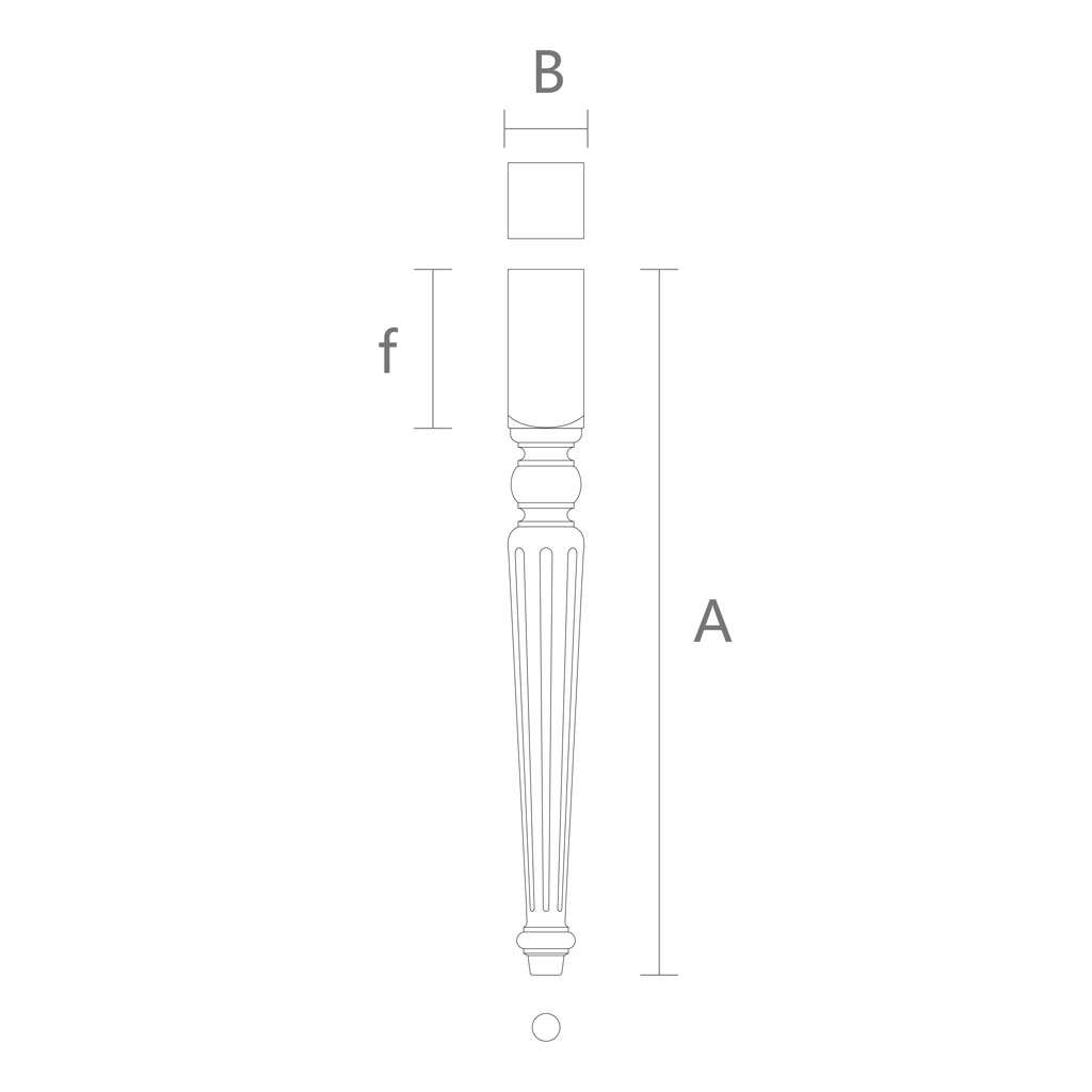 Tall square top fluted table legs tapered from hardwood