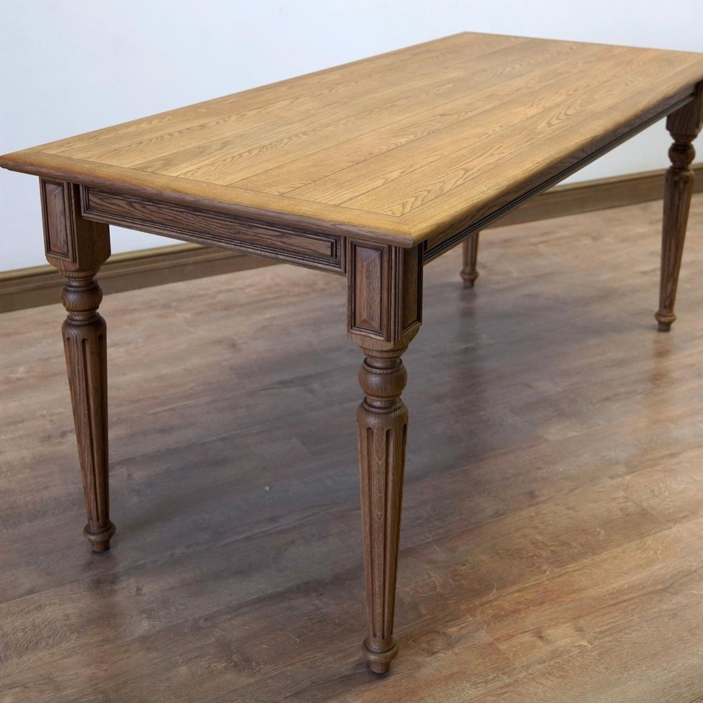 Tall square top fluted table legs tapered from hardwood