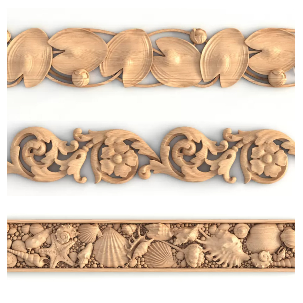Nature-inspired carved mouldings with flowers, vines, leaves, and ...