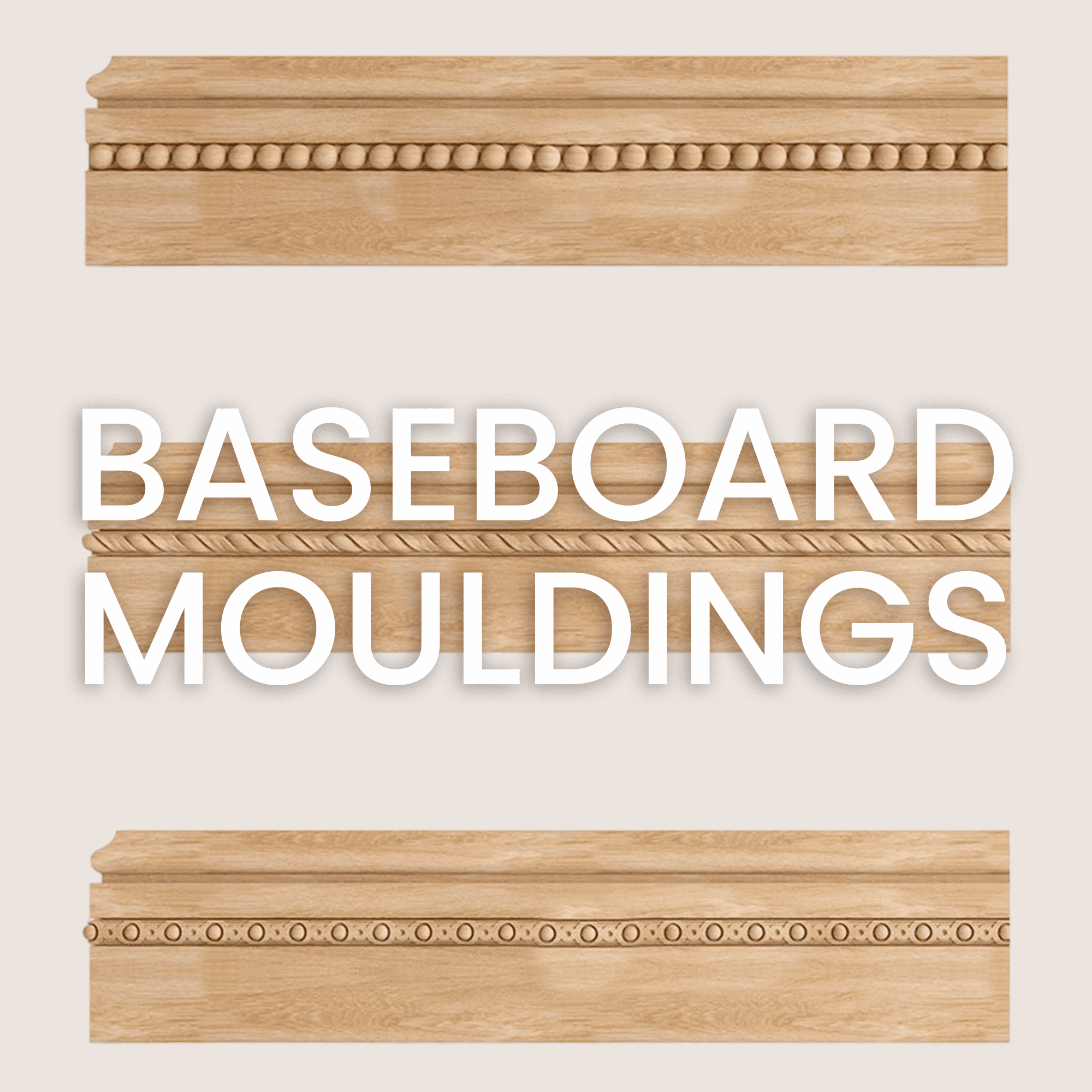 Natural wood baseboard moulding for interior design