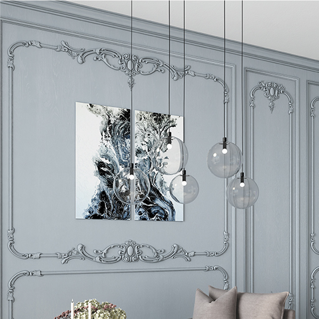 Decorative Wall Molding Panels with Cartouches and Carved pearls