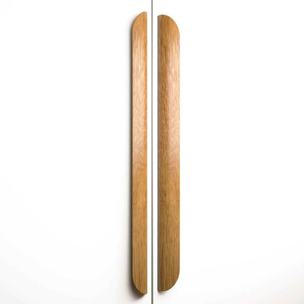 Long half oval wood cabinet knobs for bedroom furniture
