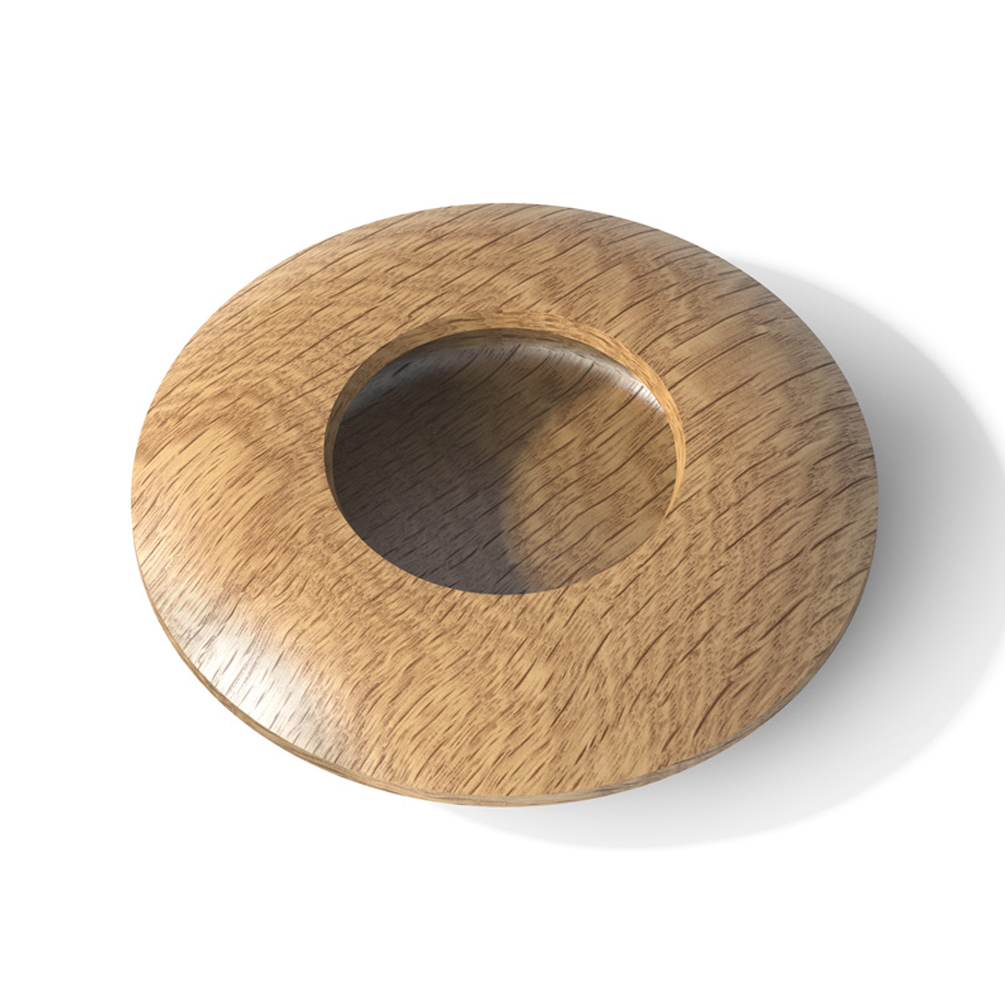 Solid wood custom circular inserted recessed handle with a hollow