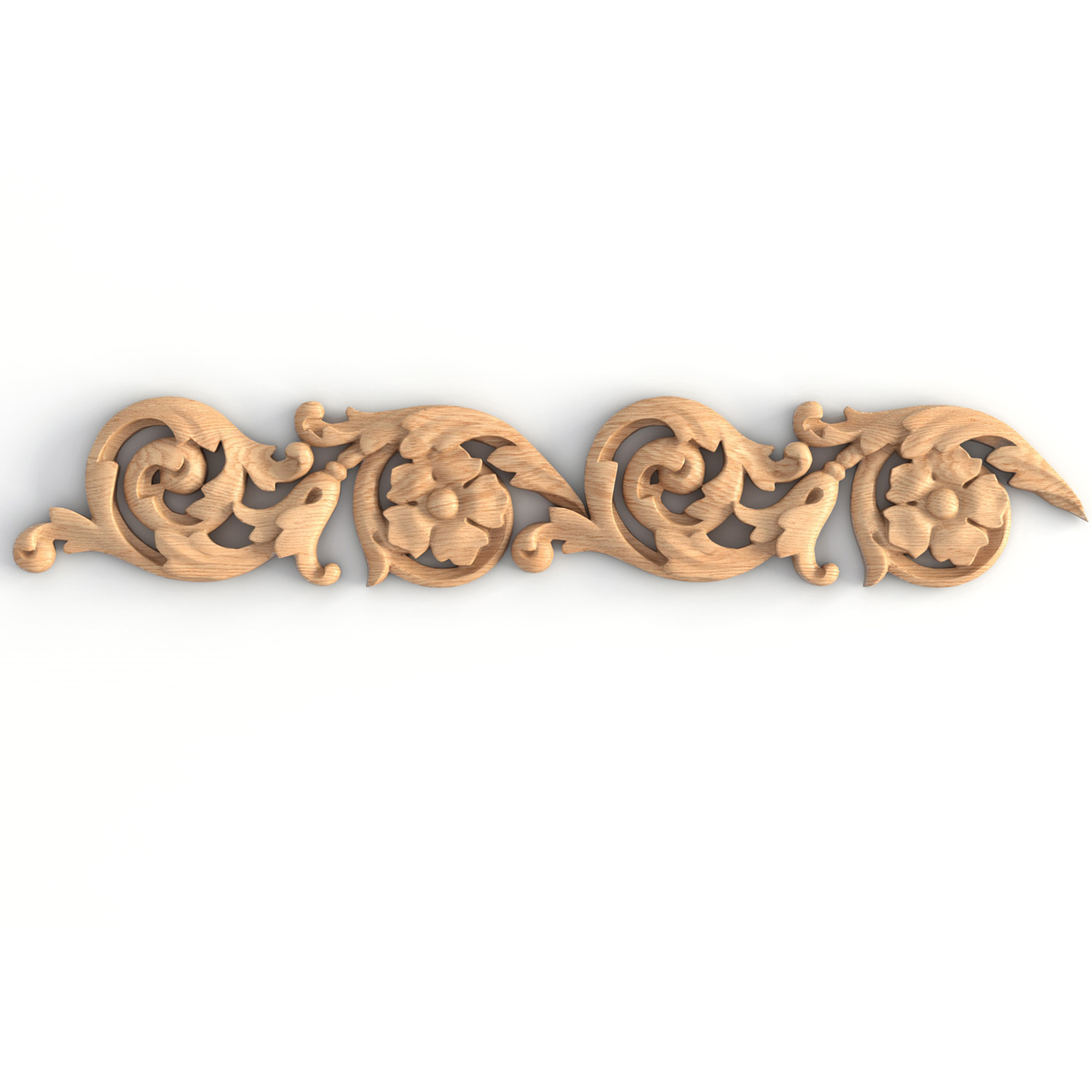 Oak pierced frieze moulding with acanthus leaf and flower Baroque