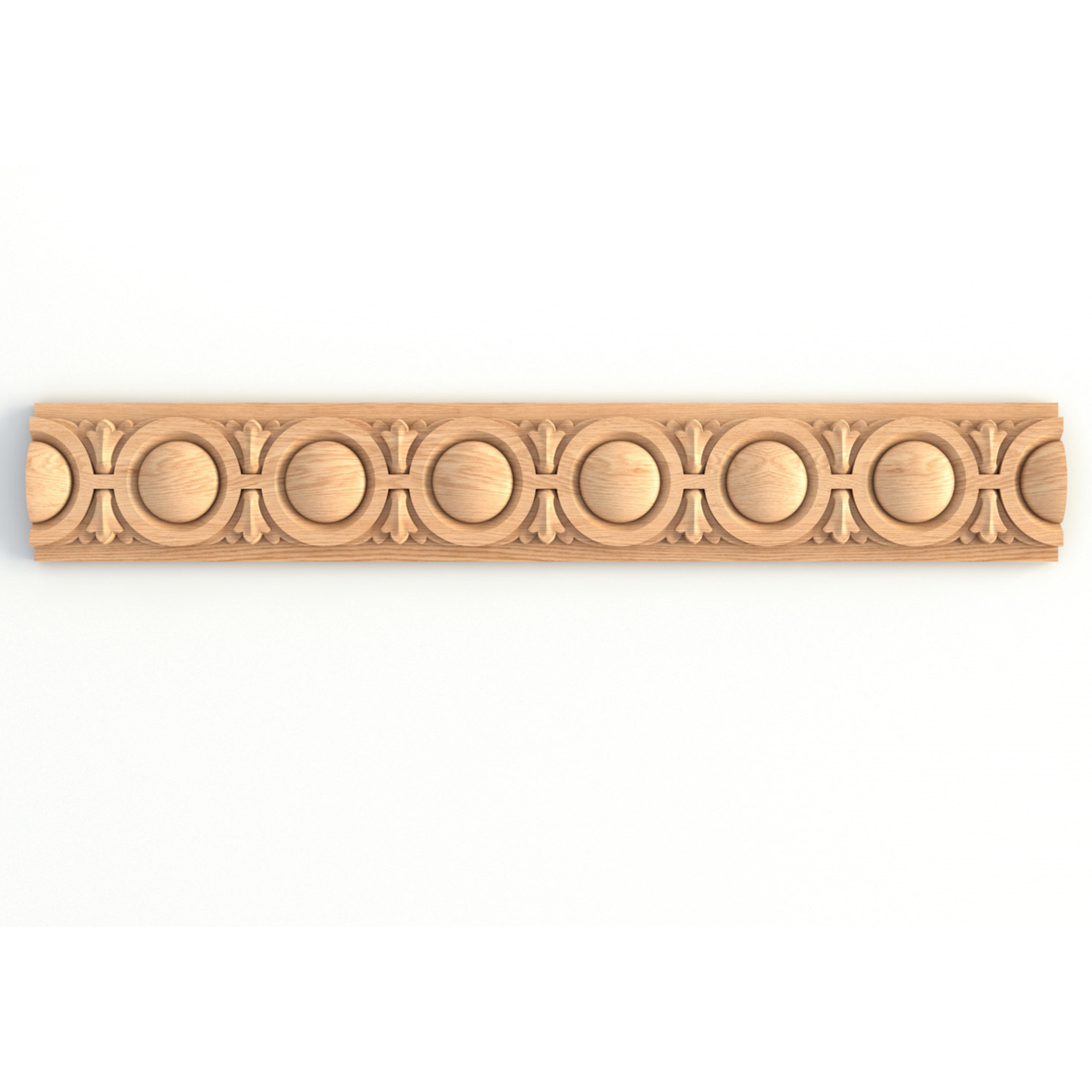 Ornate decorative moulding with rosettes from hardwood