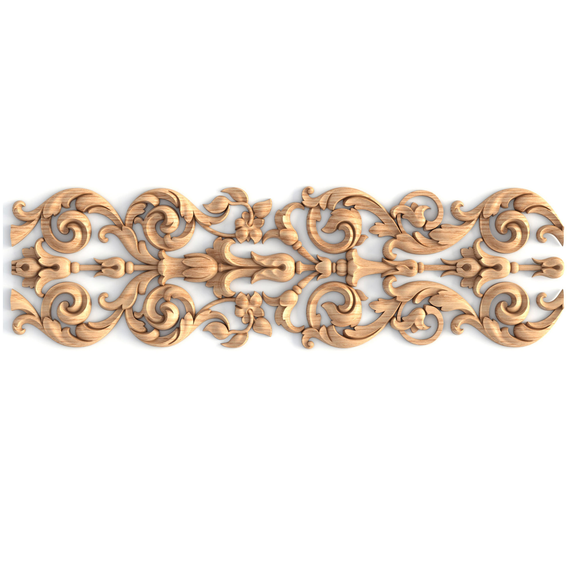 Wide openwork trim moulding floral Baroque style from oak and beech