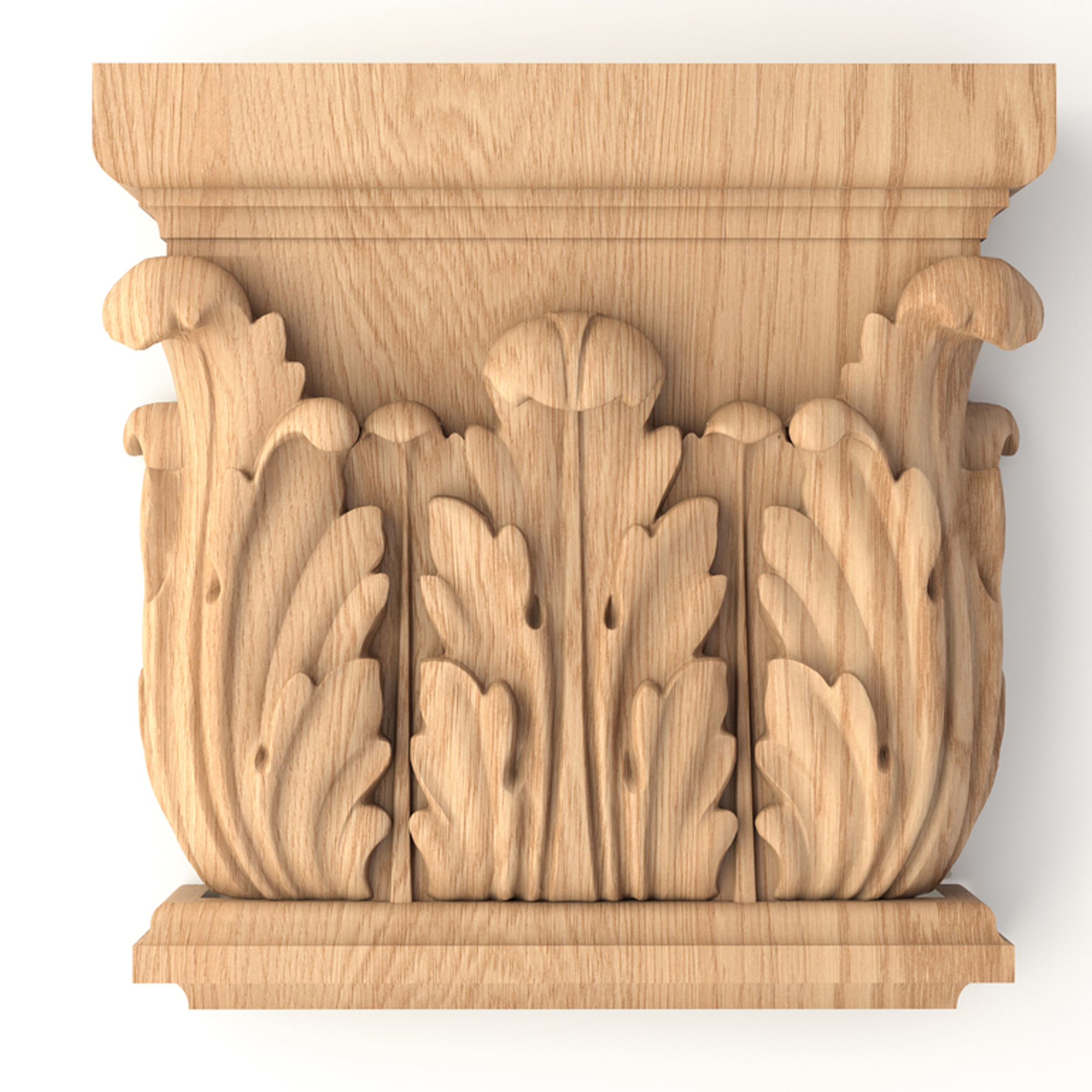Architectural oak decorative capital, Floral capital corbel