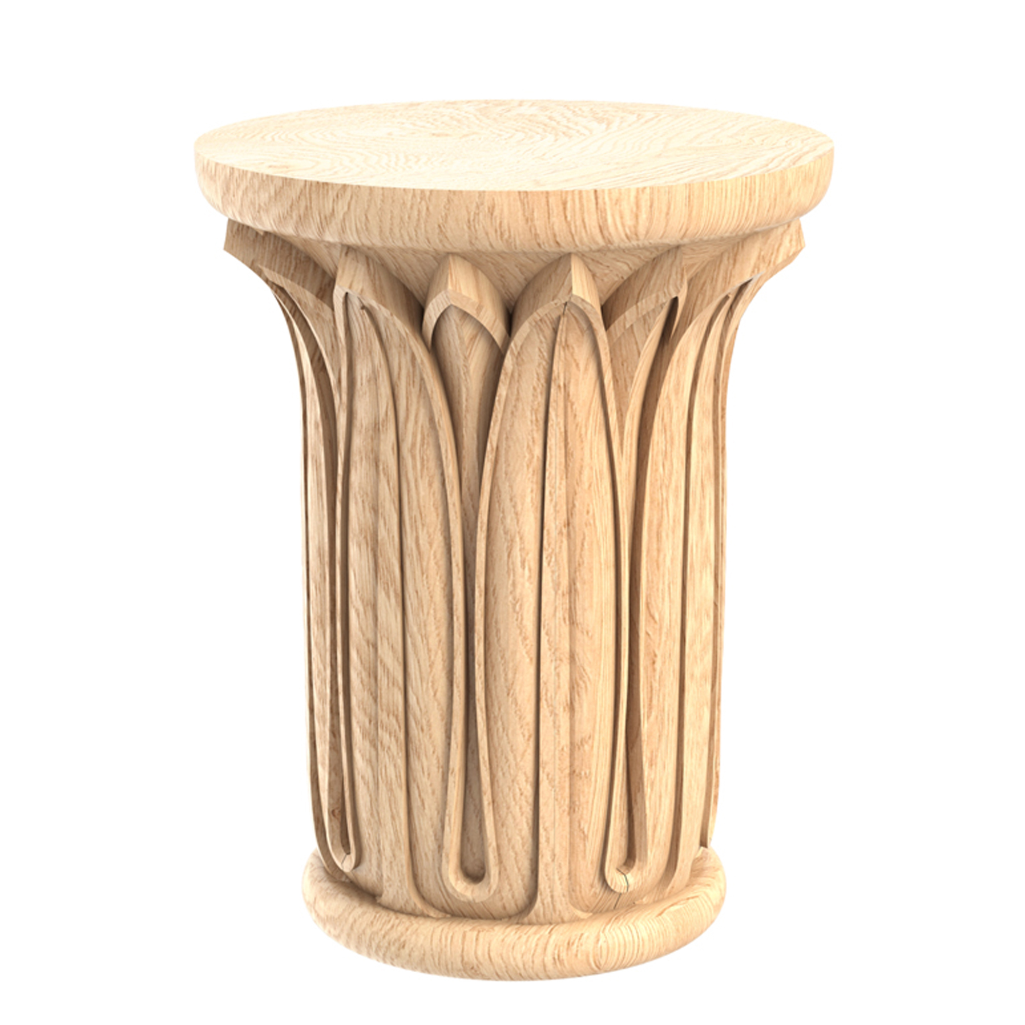 Round Column Capital with Sharp Leaves at carved-decor.com
