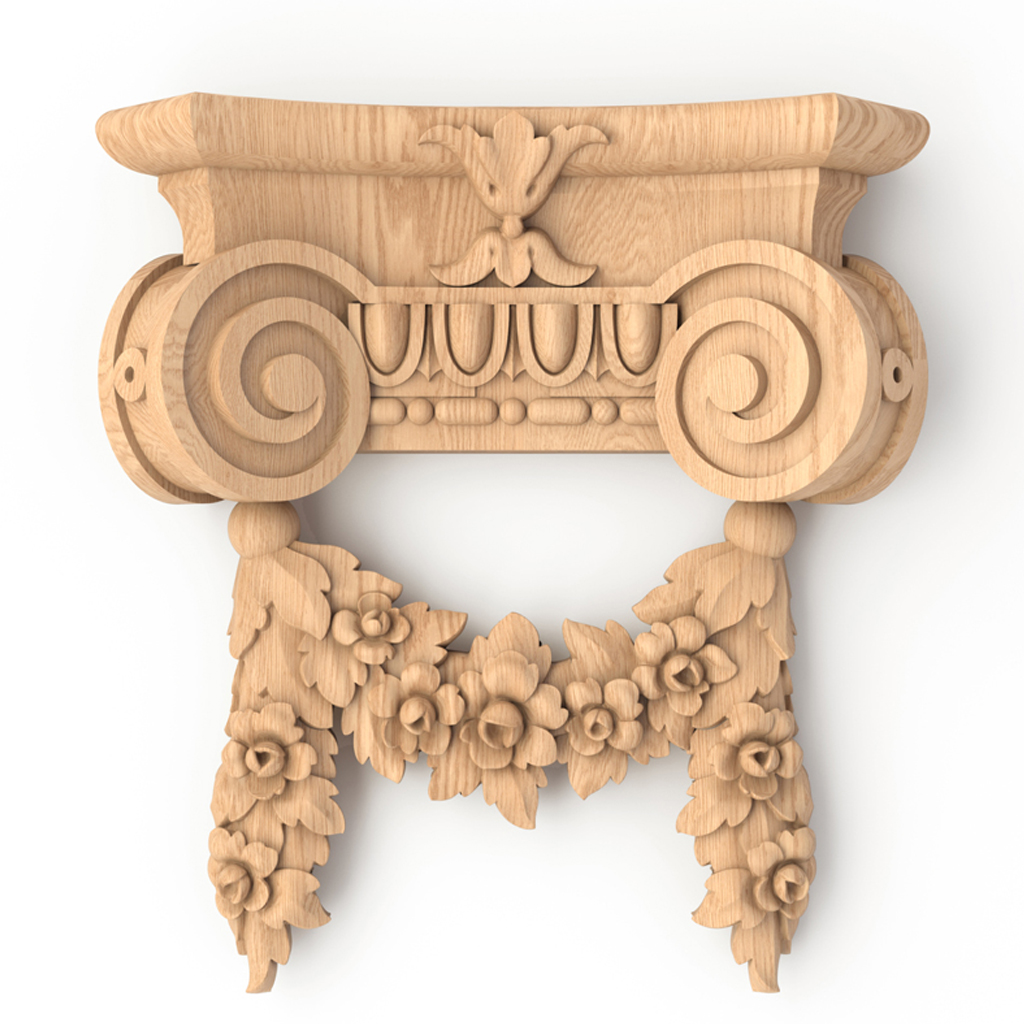 Pilaster Caps with Volutes, Flower Garland and Egg and Dart Motif