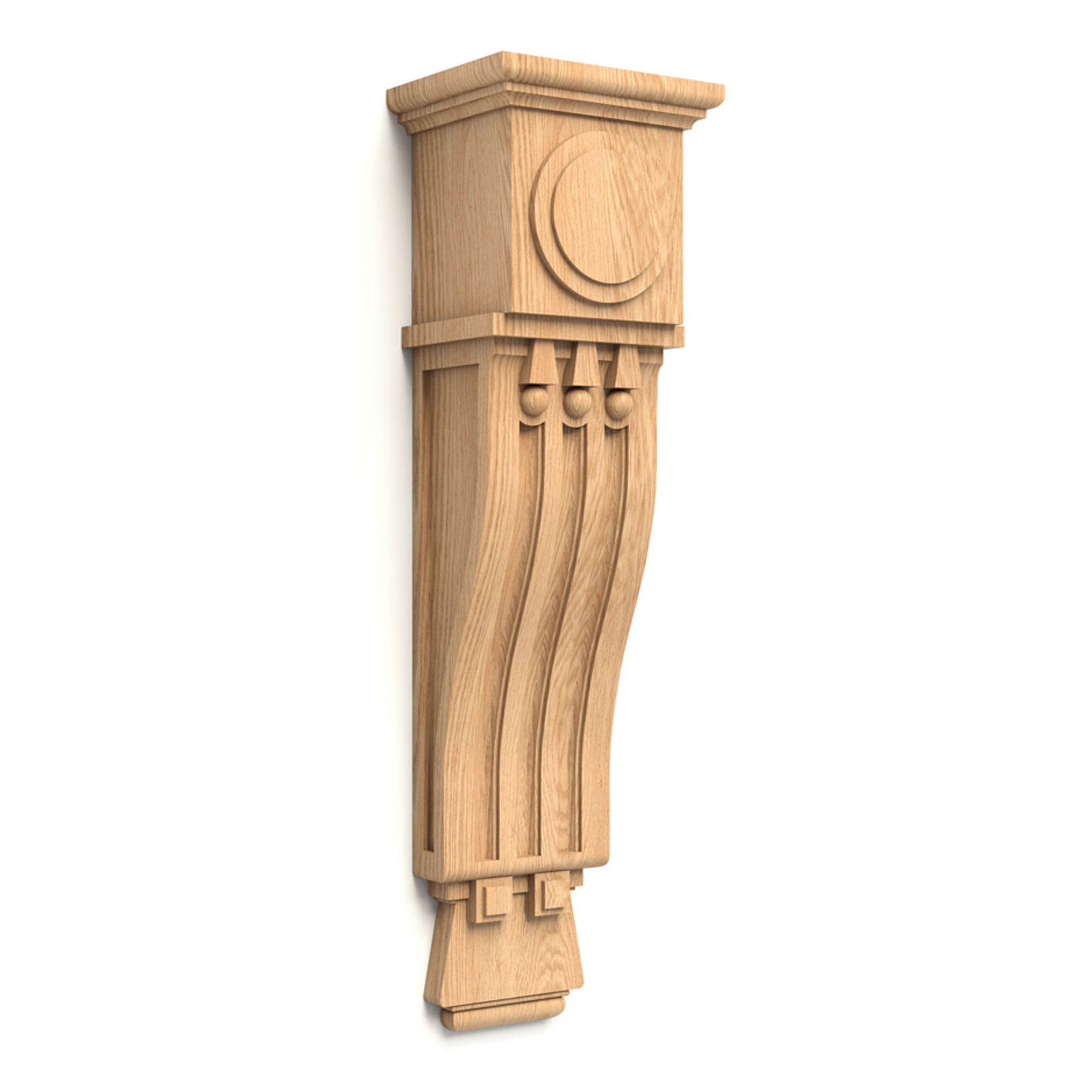 Hardwood large corbel with flutes Art Deco for interior decor