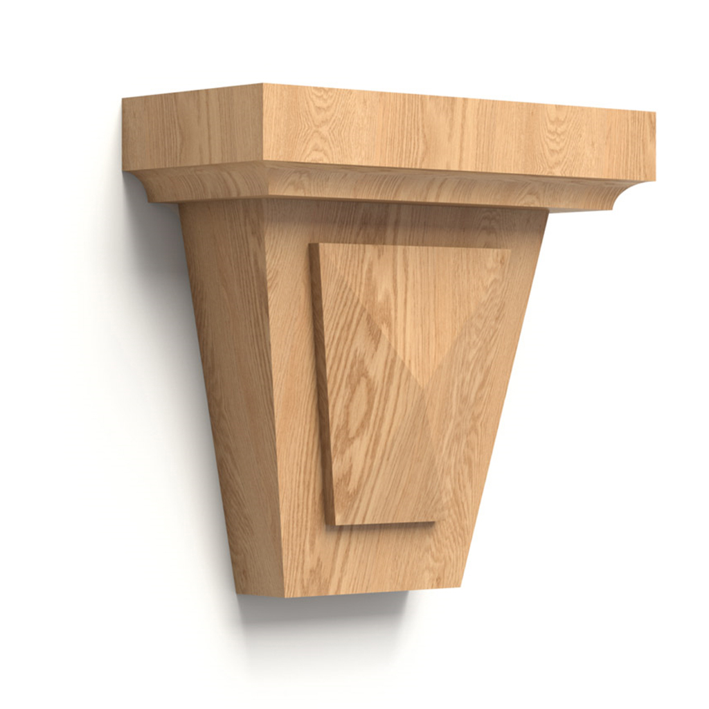 Oak small unique corbels geometric Art Deco handcarved for interior