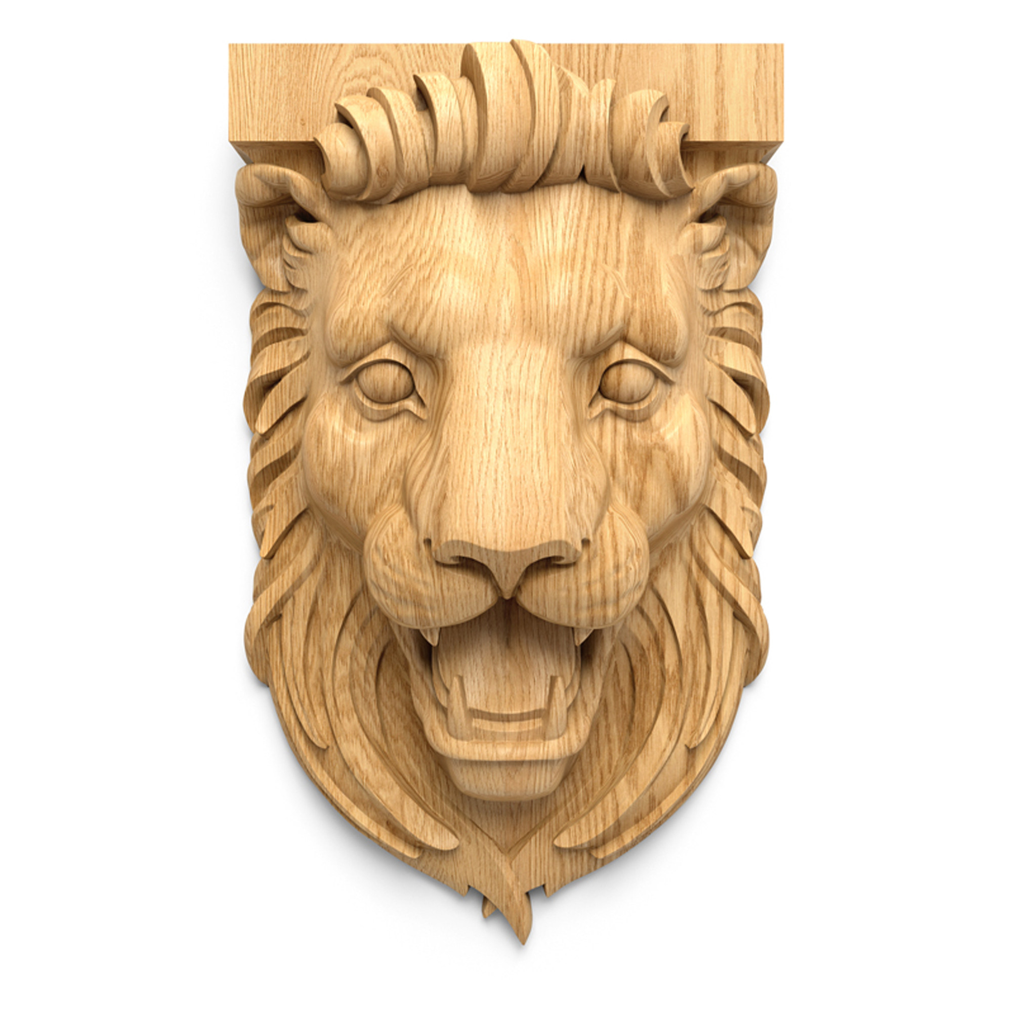 Oak, beech decorative lion head corbel antique style for interiors