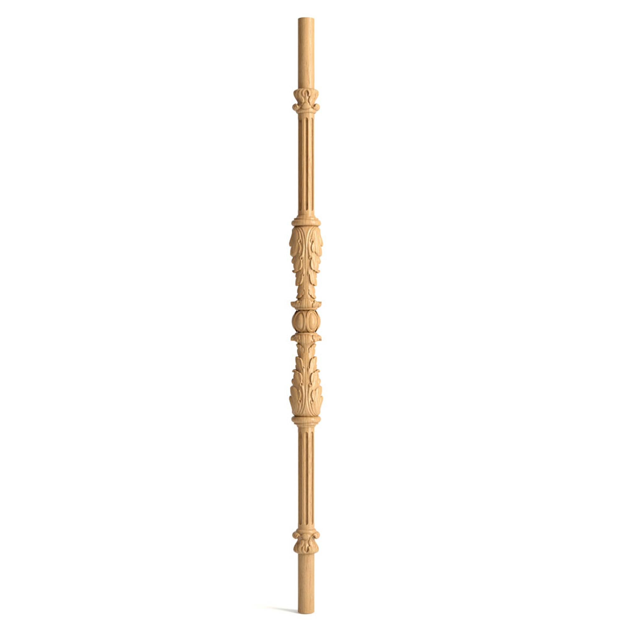 Hardwood fancy baluster for stairs reeded with leaves