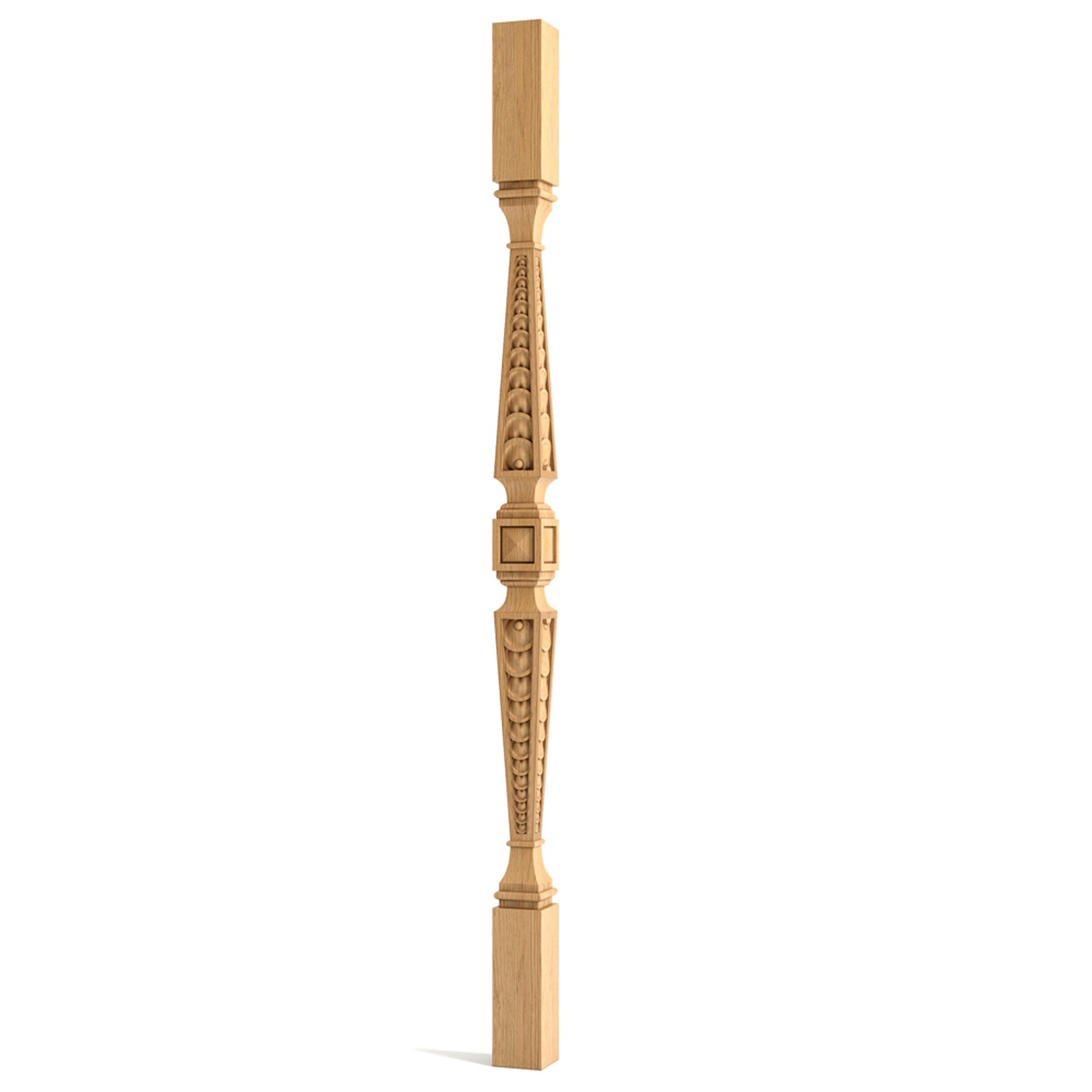Hardwood carved fancy baluster for stairs angular Victorian style