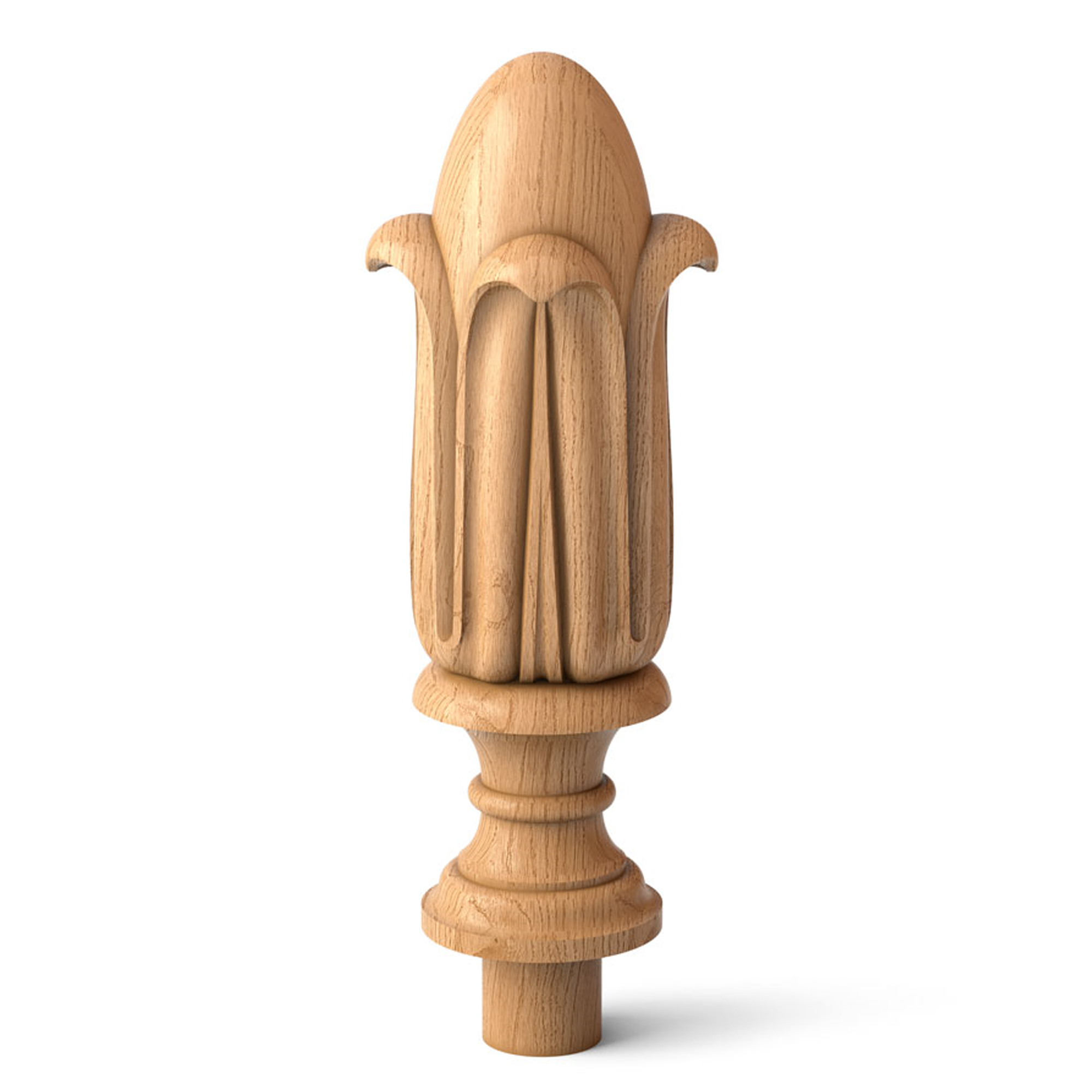 Antique wooden finial, Flower bud post cap