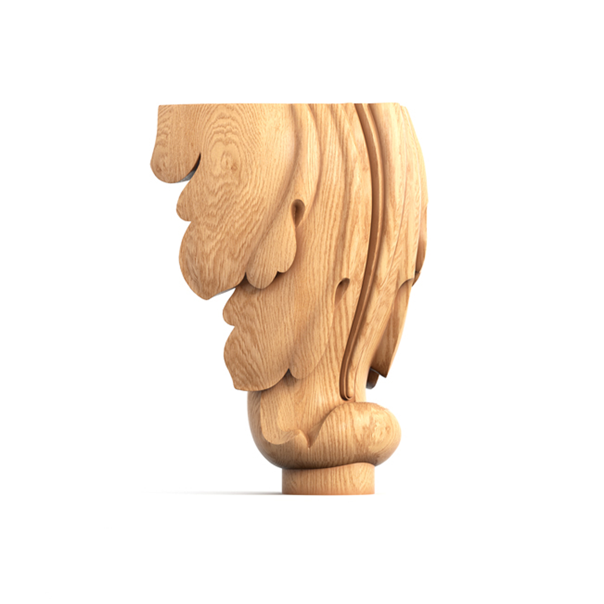 Curved Acanthus leaf furniture feet with pad foot from oak, beech