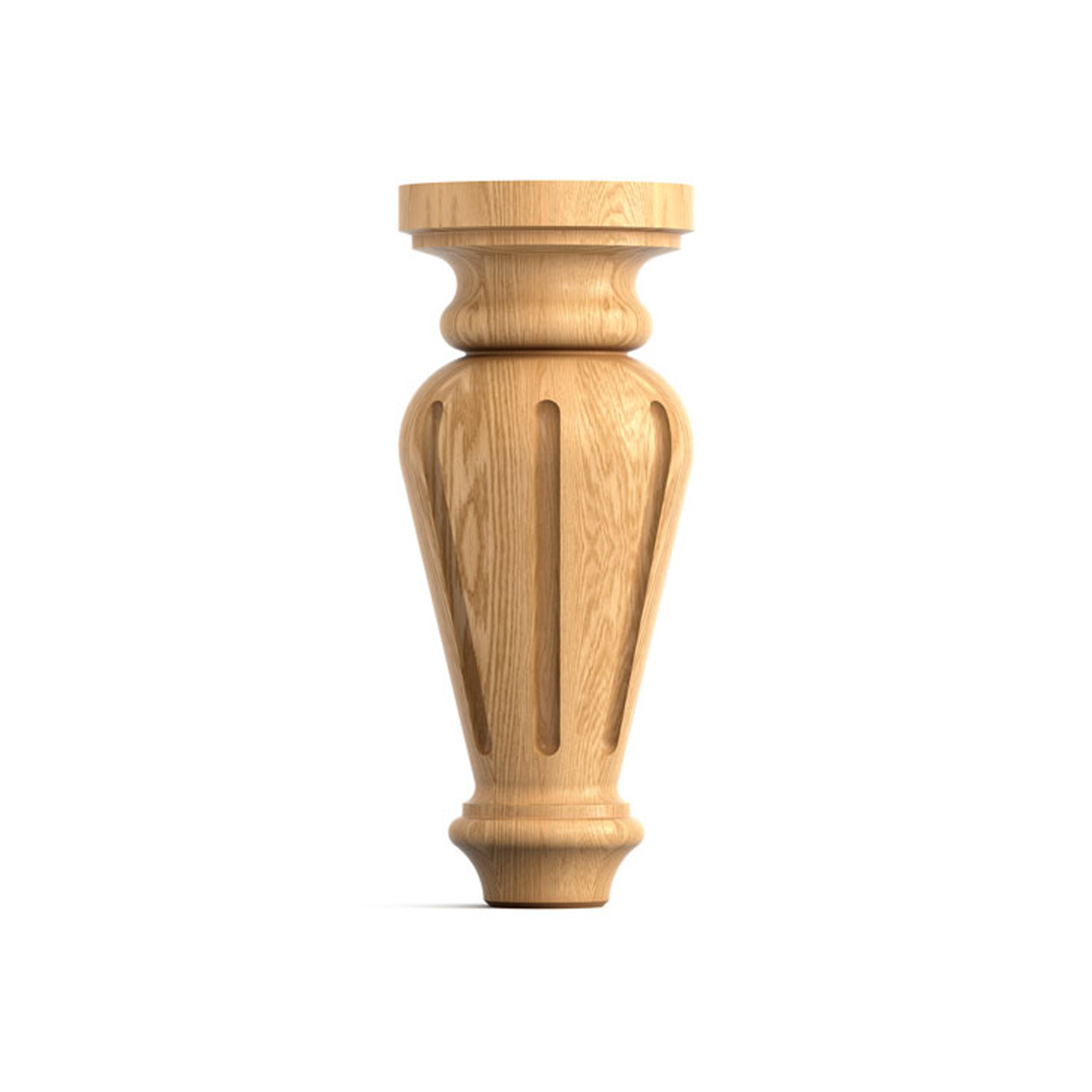 Rounded furniture feet with flutes from oak, beech for sofa, dresser