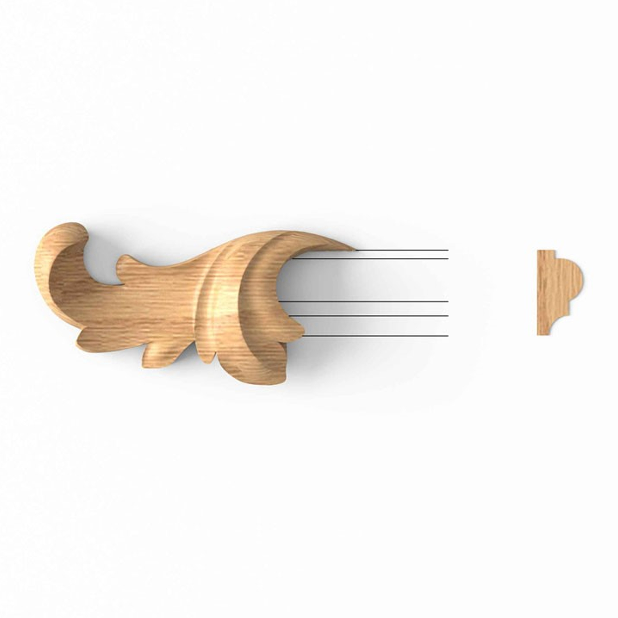 Acanthus Scroll Tip for Wall Molding from Oak at Carved-Decor.com