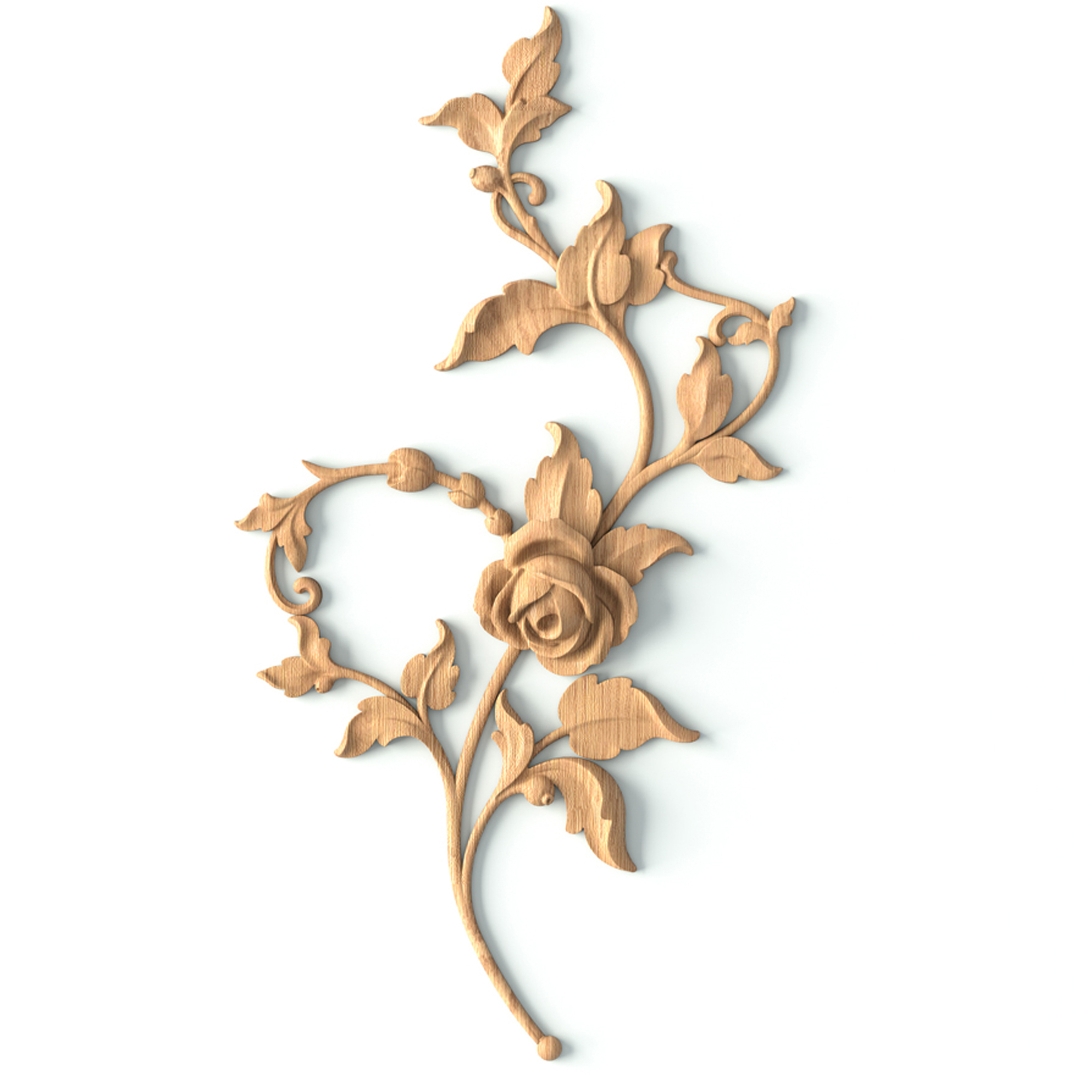 Wood Appliques for Furniture Rose Branch at carved-decor.com