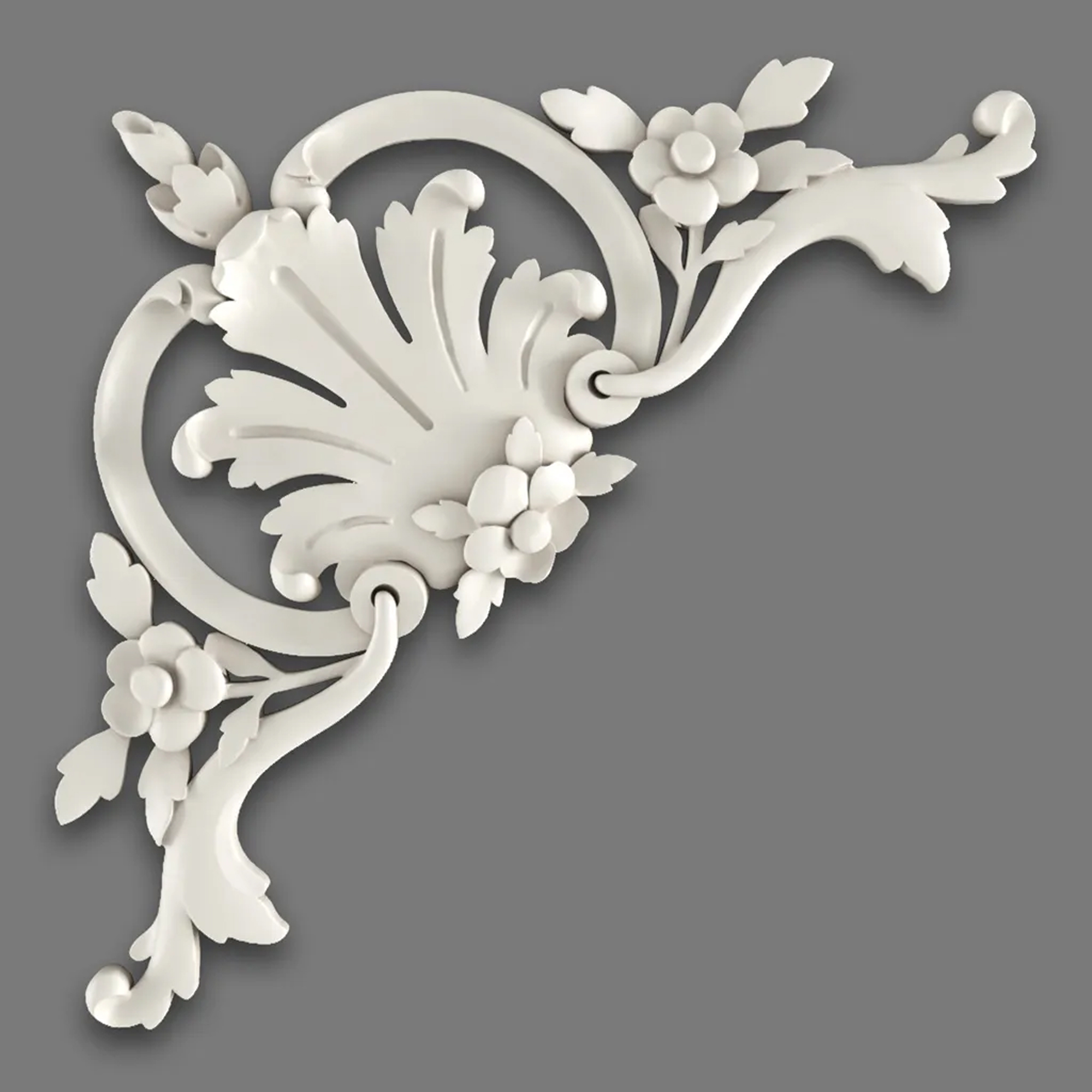 Classic Floral Corner Moulding – Openwork Botanical Decor