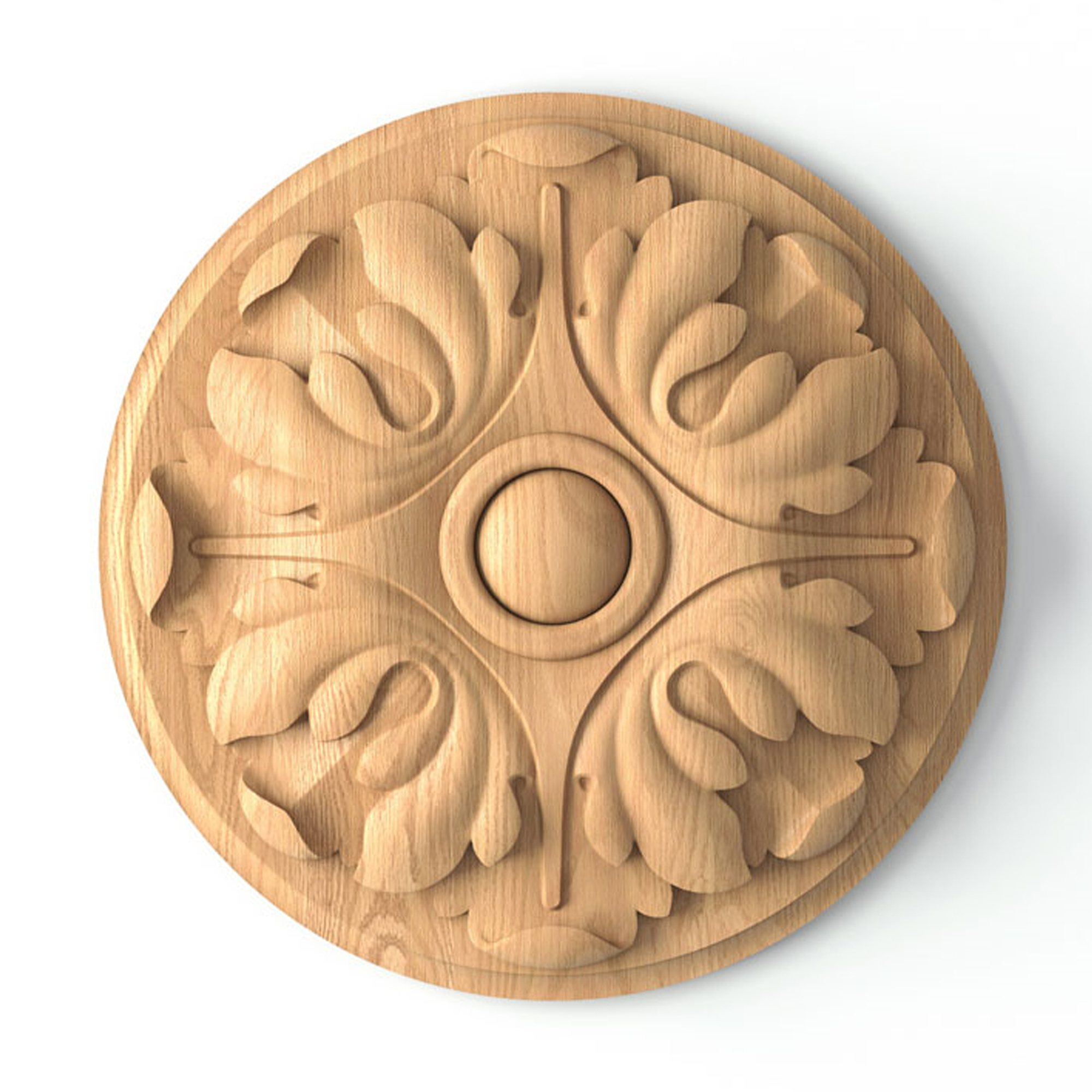 Handcarved small wood medallions floral for fireplace custom