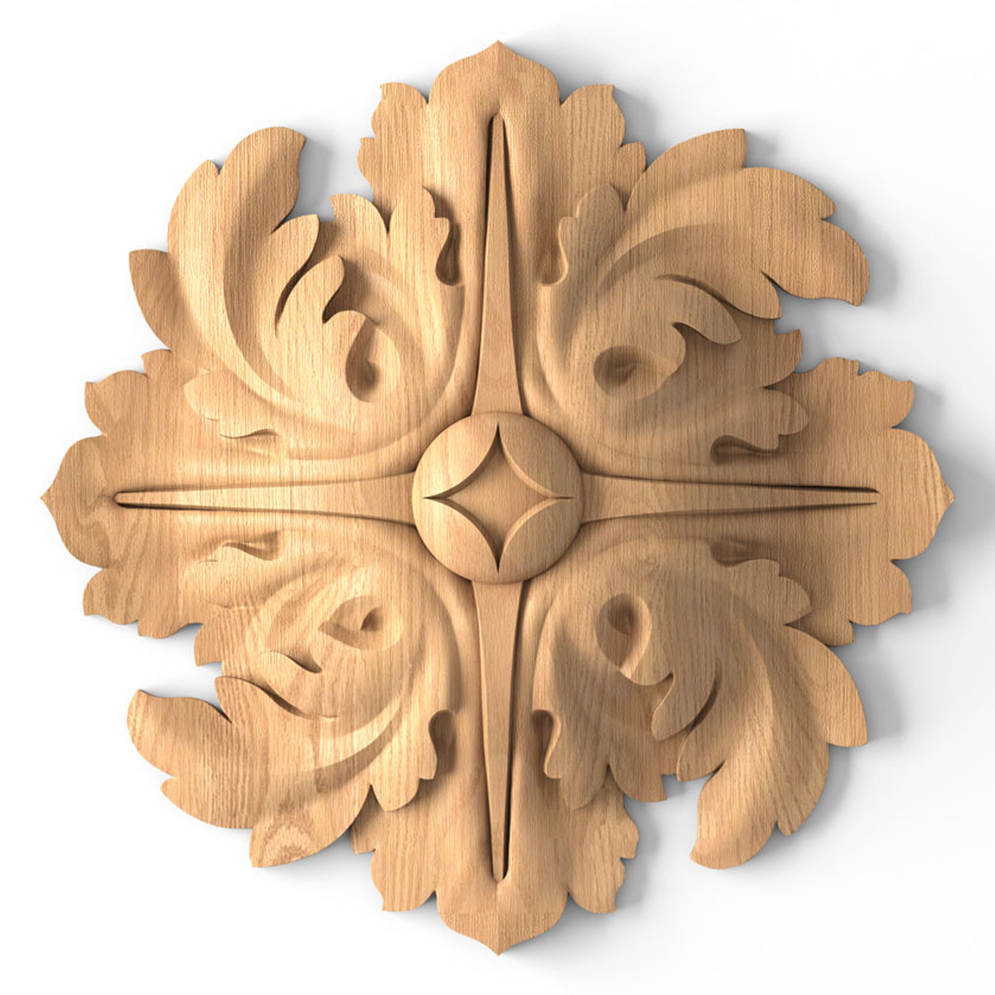 Handcarved ornate wooden rosette with Acanthus leaf Classic style