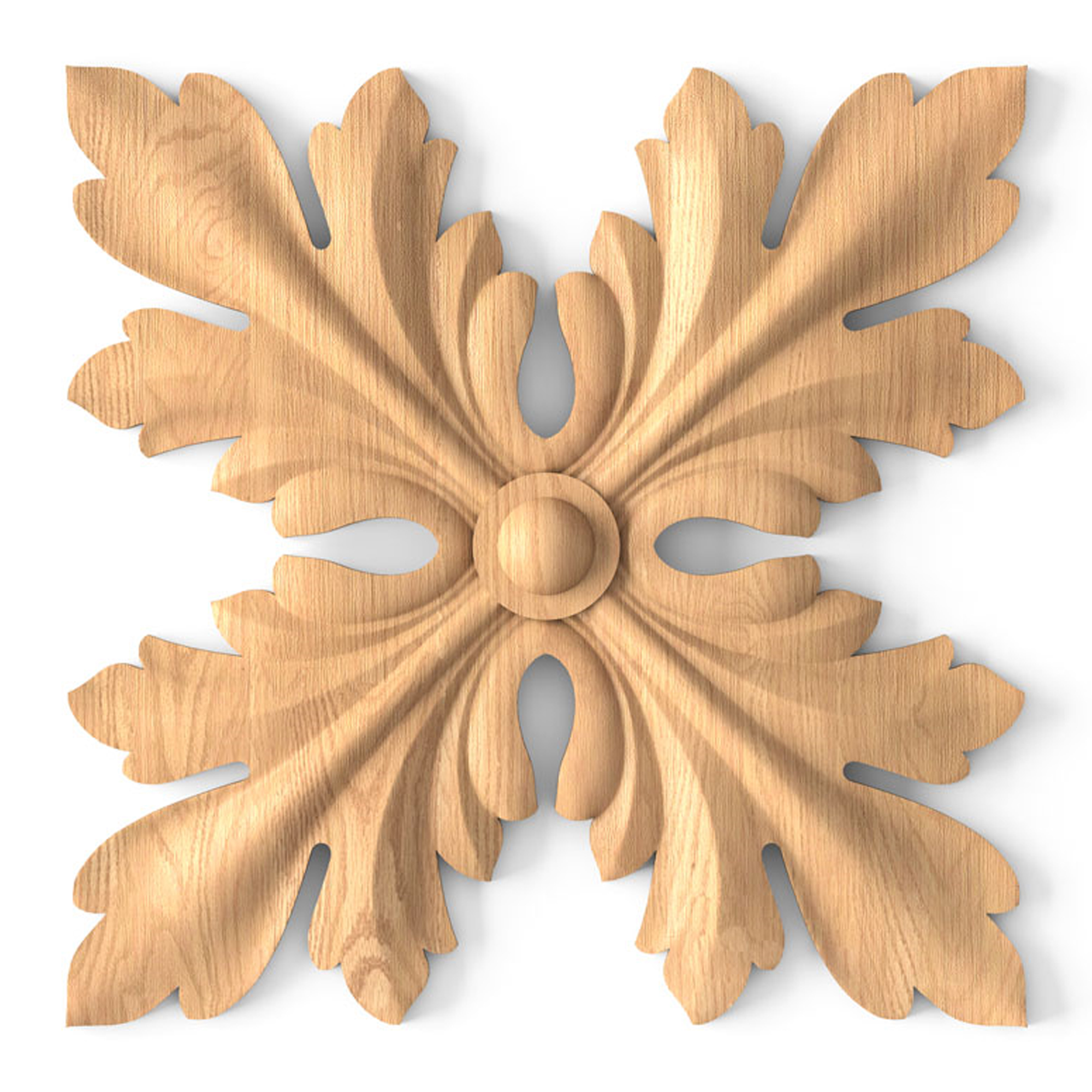 Decorative square oak rosette with acanthus leaves Classic style