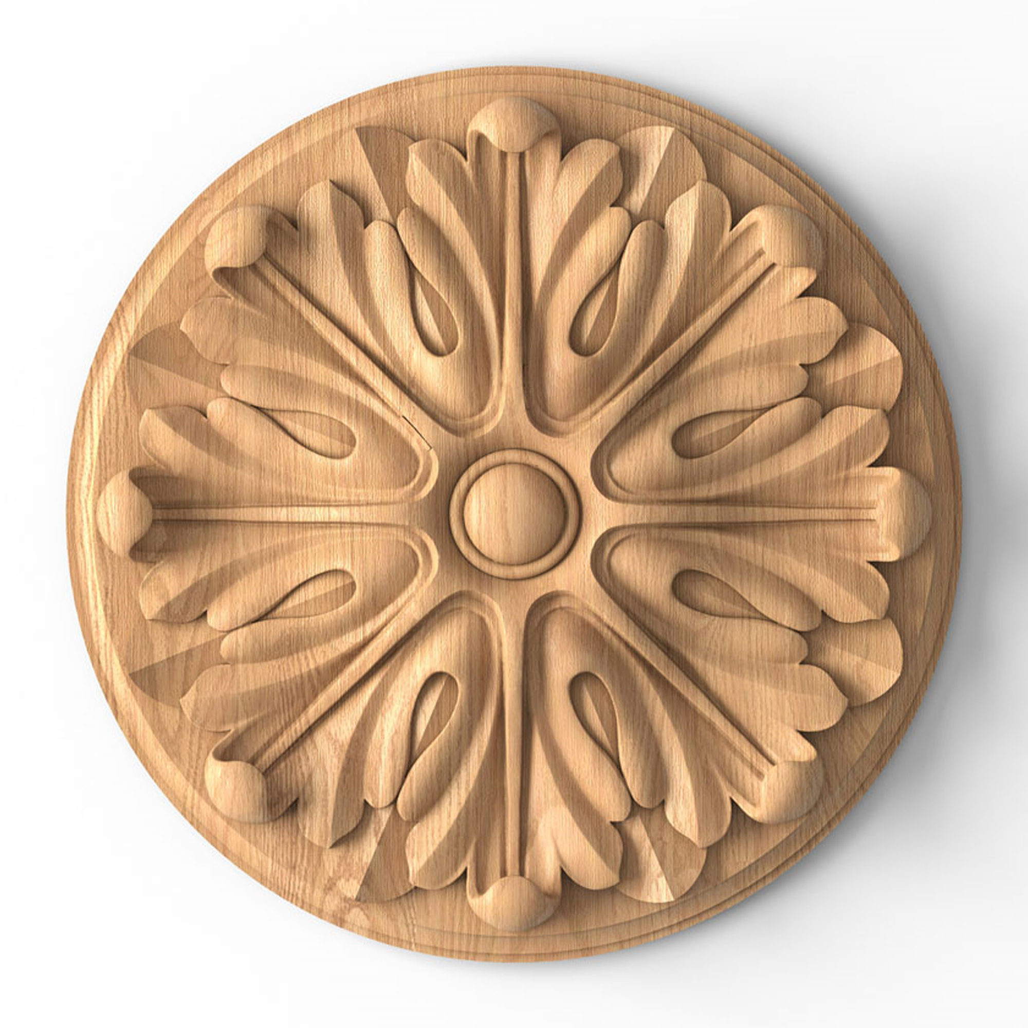 Handcarved decorative wood medallion with floral ornament Classic