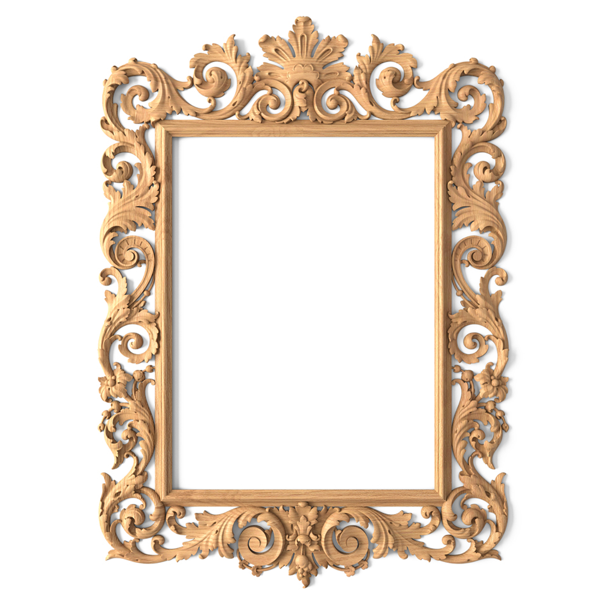 Carved frame mirror with acanthus scrolls