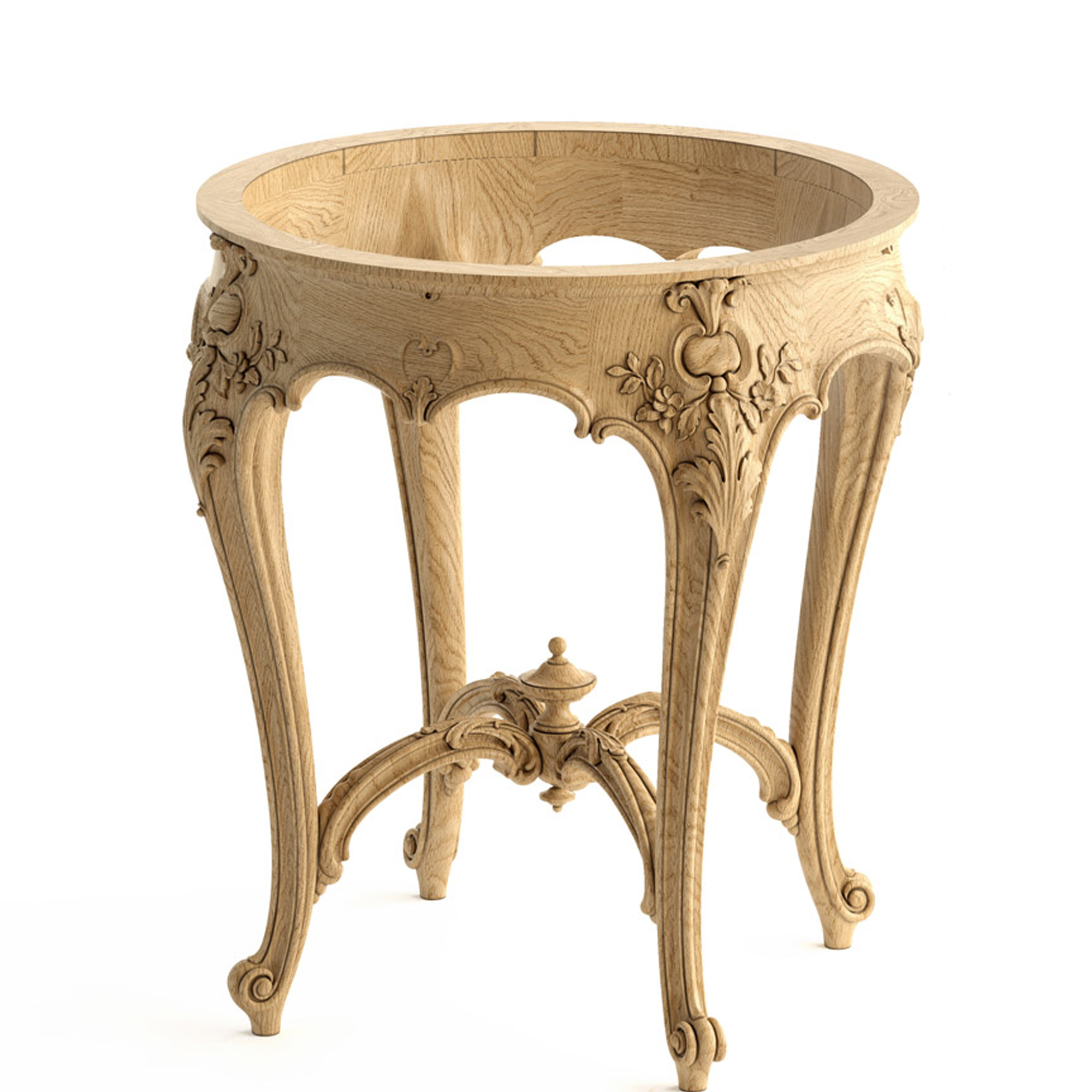 Decorative floral carved table base with pad foot Antique style