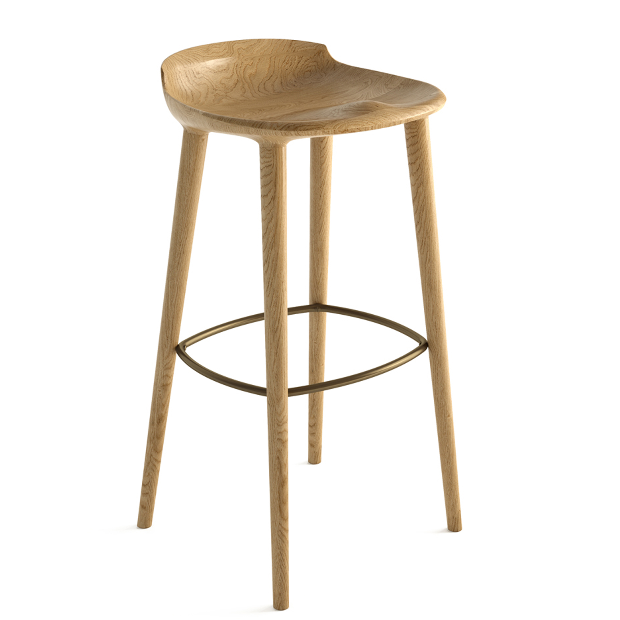 Tall hardwood mid-century modern furniture bar stool from oak