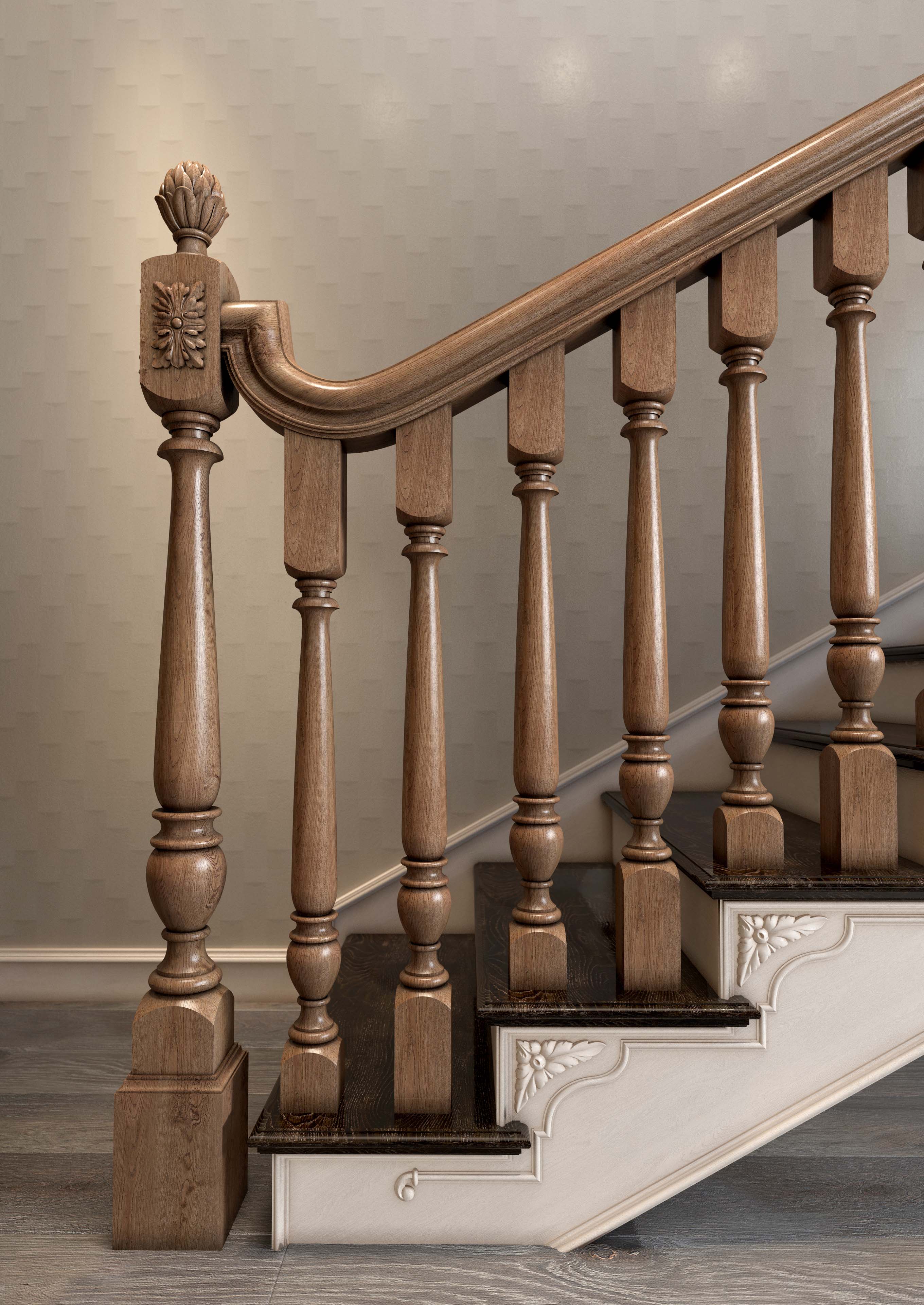Long wooden spindle, Classic staircase baluster